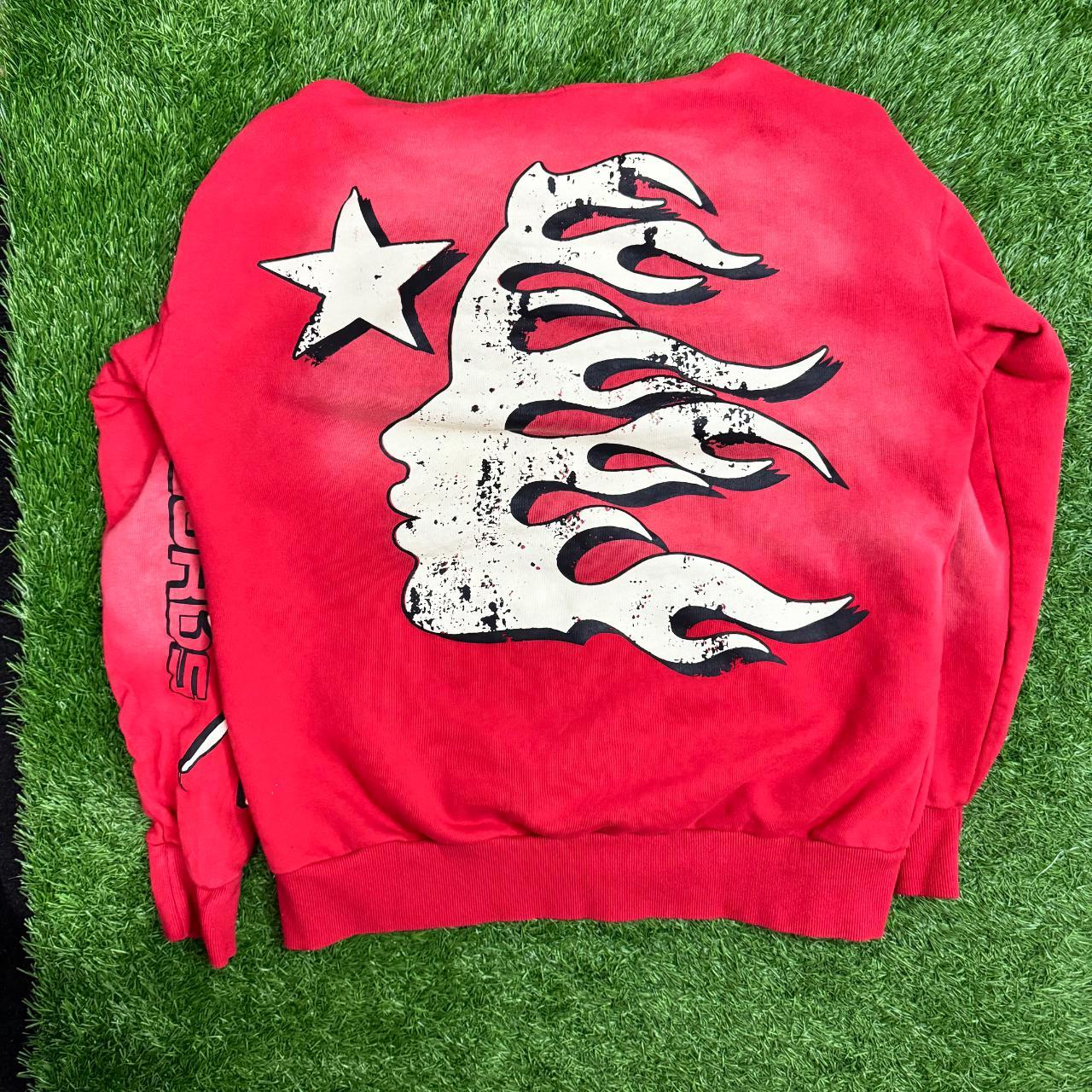 USED Red Hellstar Men's Hoodie Medium USED... | Depop