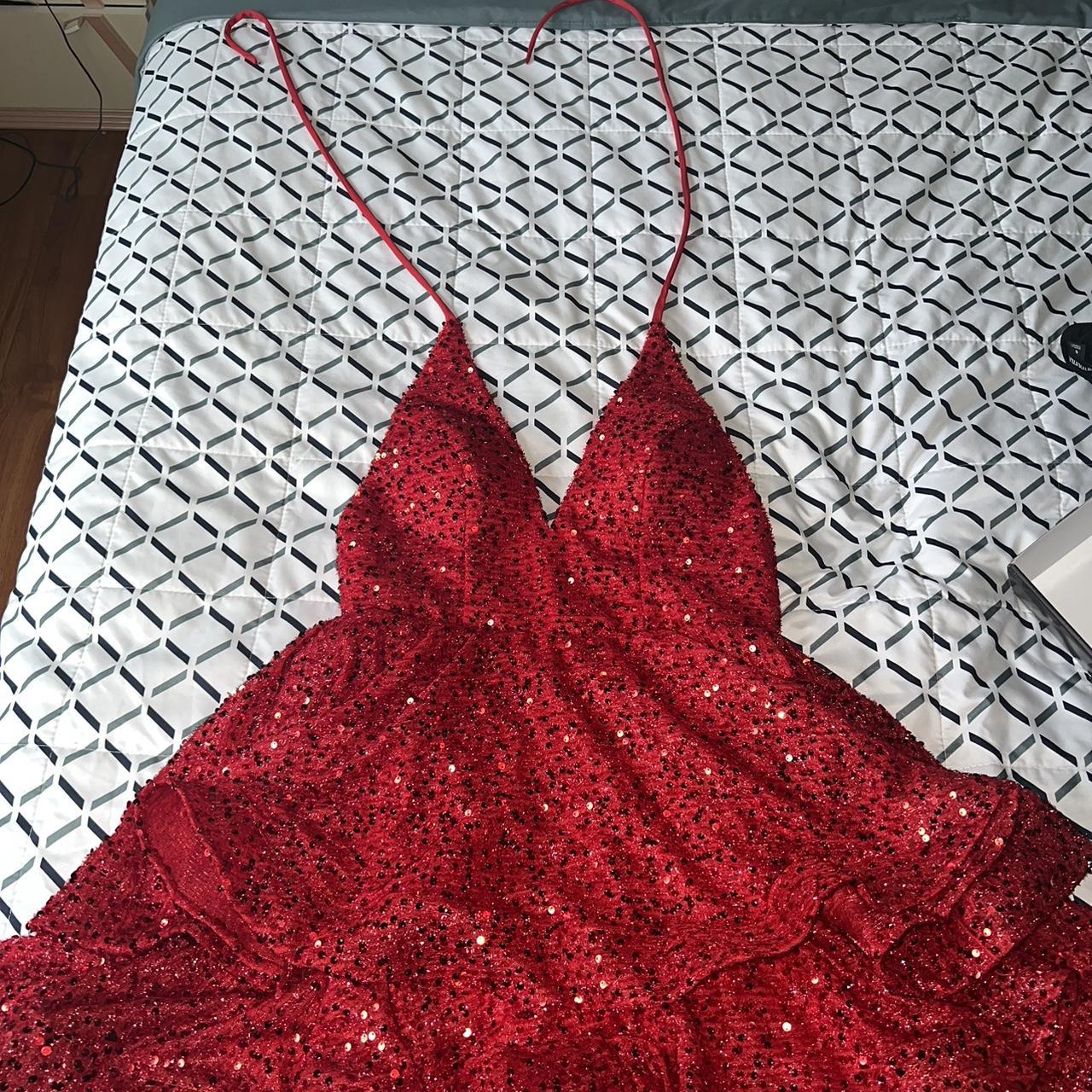 Backless mini red dress, V neckline, Worn once on... - Depop