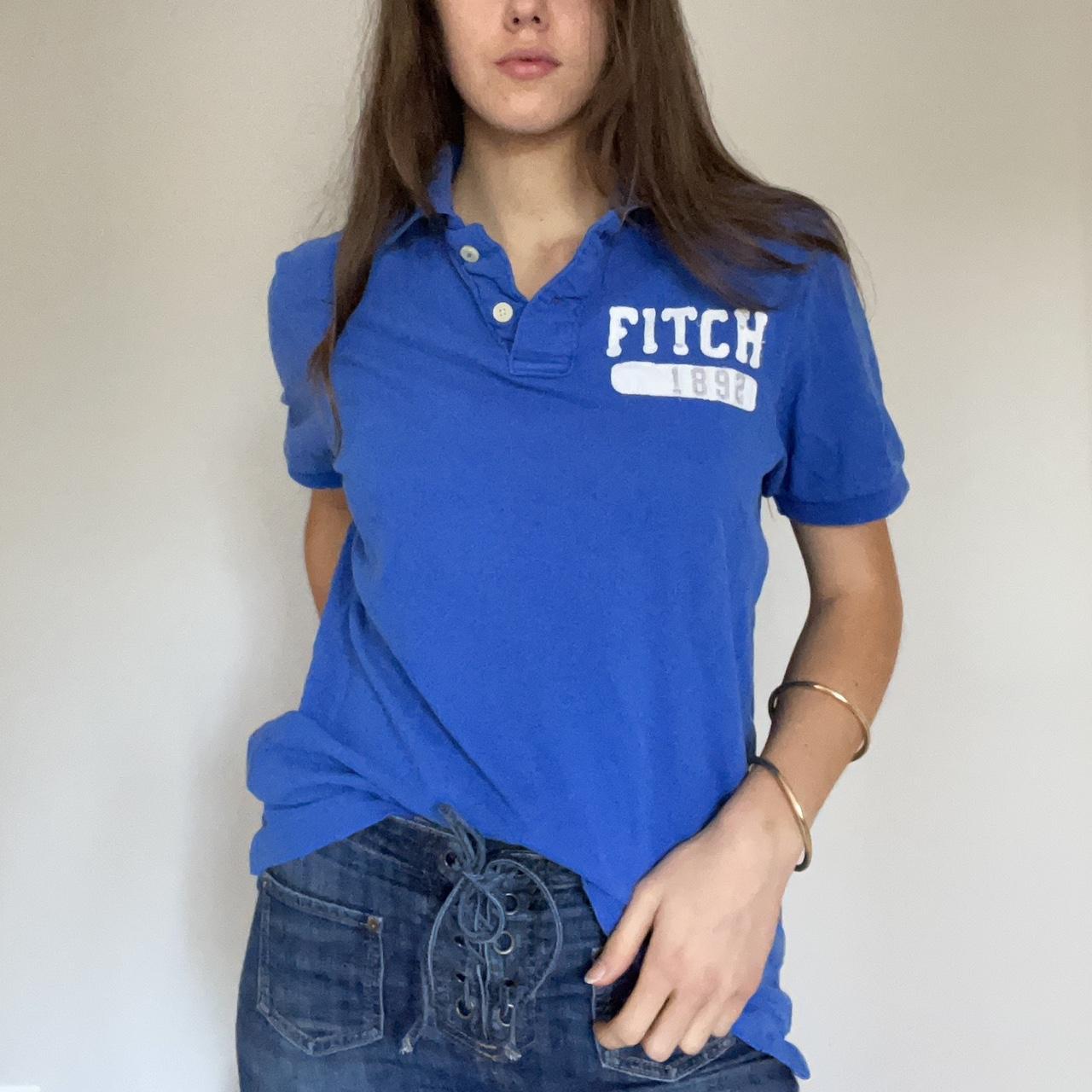 Abercrombie & Fitch Blue and white Fitch polo shirt,... - Depop