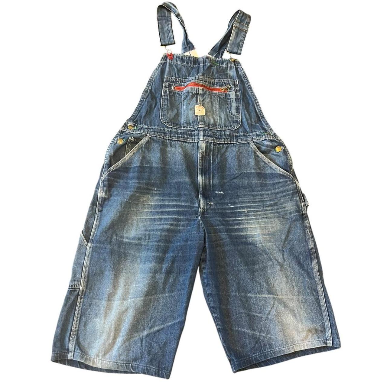 950-Pointer Brand Blue denim overalls with a vintage... - Depop