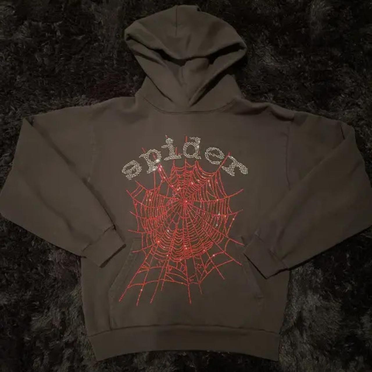 Sp5der OG Rhinestone Hoodie 'Black' - Depop
