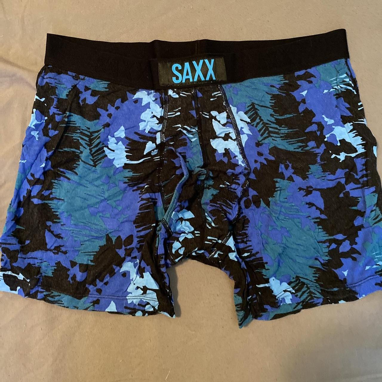 SAXX black and blue floral unending underwear - Depop