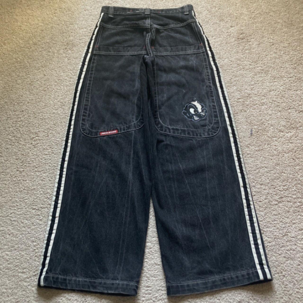 JNCO Jeans Skunk Striped Legs Baggy Vintage 30x30 - Depop