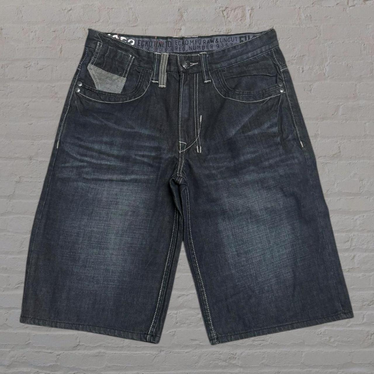 ecko baggy jorts fire back pocket design size... - Depop