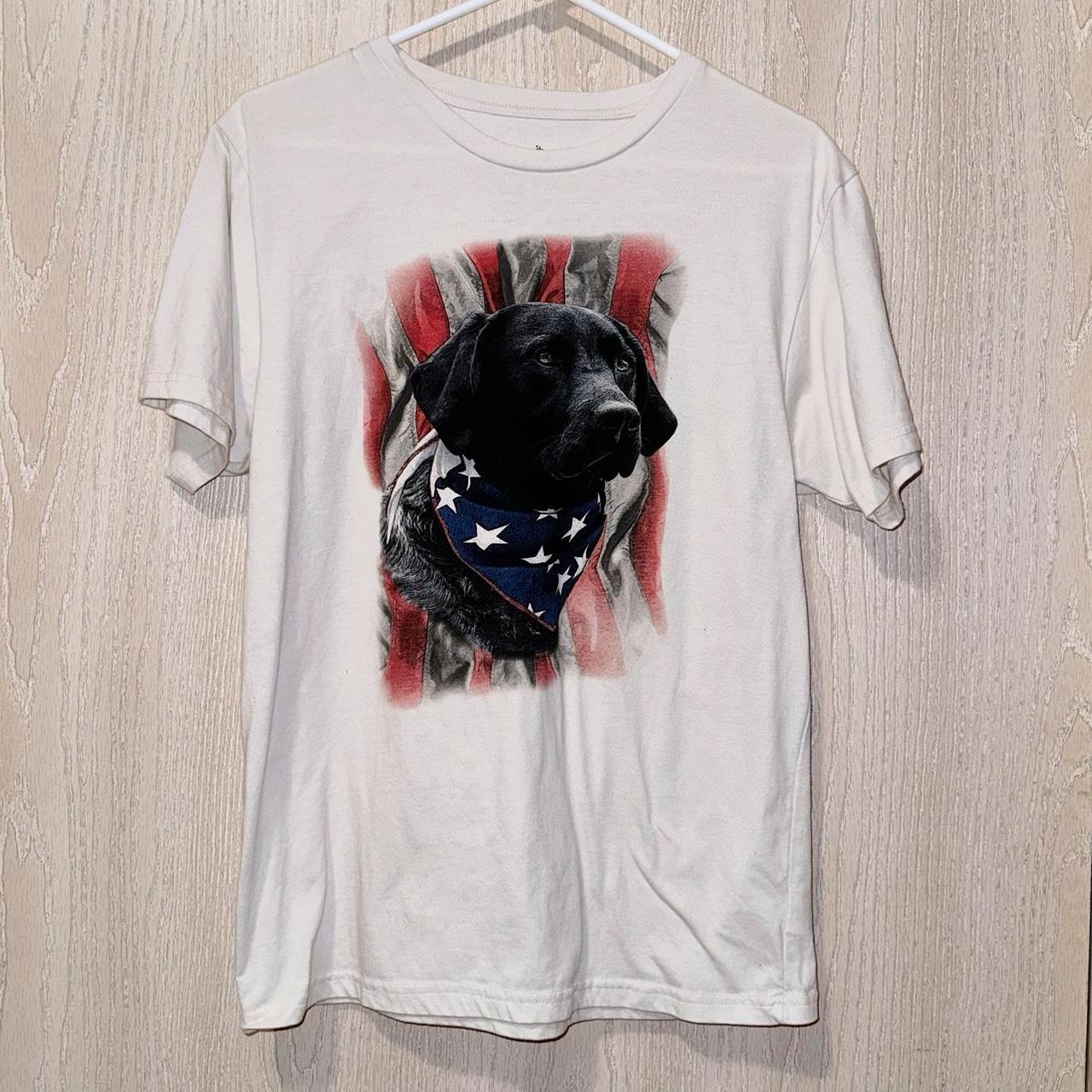 celebrate! patriotic black dog and american flag... - Depop