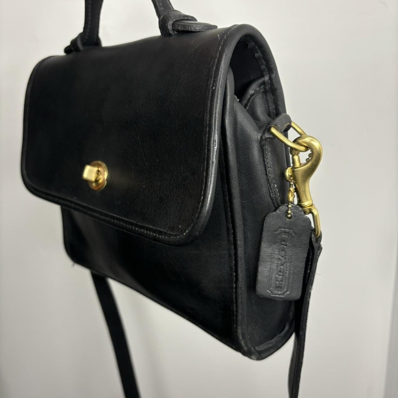 Vintage Coach Black Leather Court Bag Shoulder... - Depop