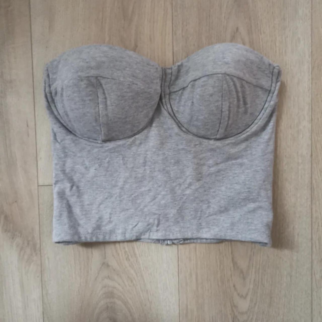 Grey bustier crop top bandeau, cup shape, corset style - Depop