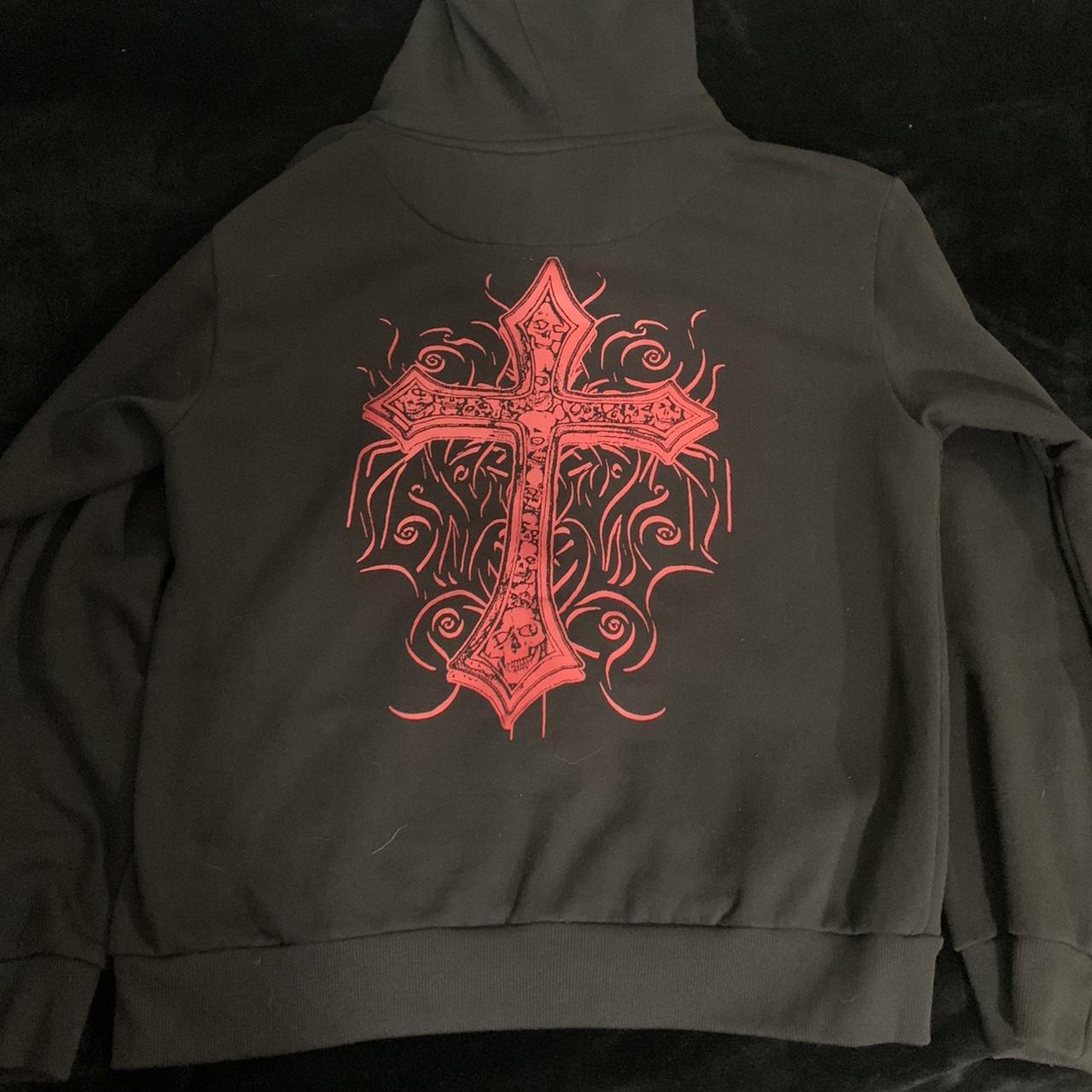 Sick cross with skulls zip up Size M Amazing... - Depop