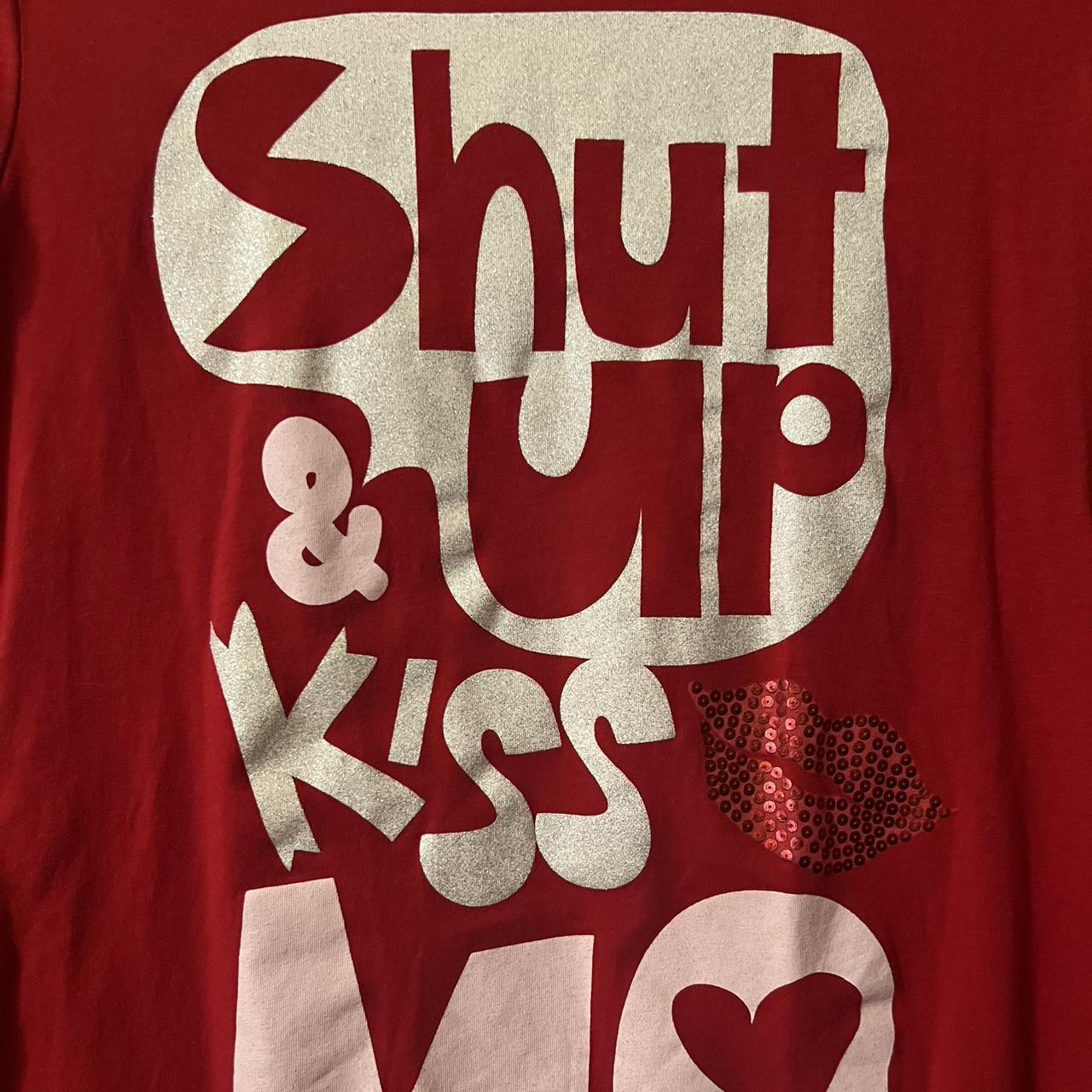 super cute red “shut up and kiss me” graphic tee,... - Depop