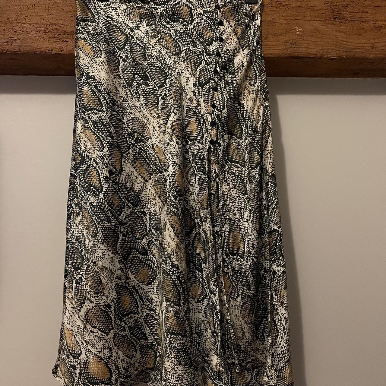 Zara snake print midi silky skirt with slit. Worn a... - Depop