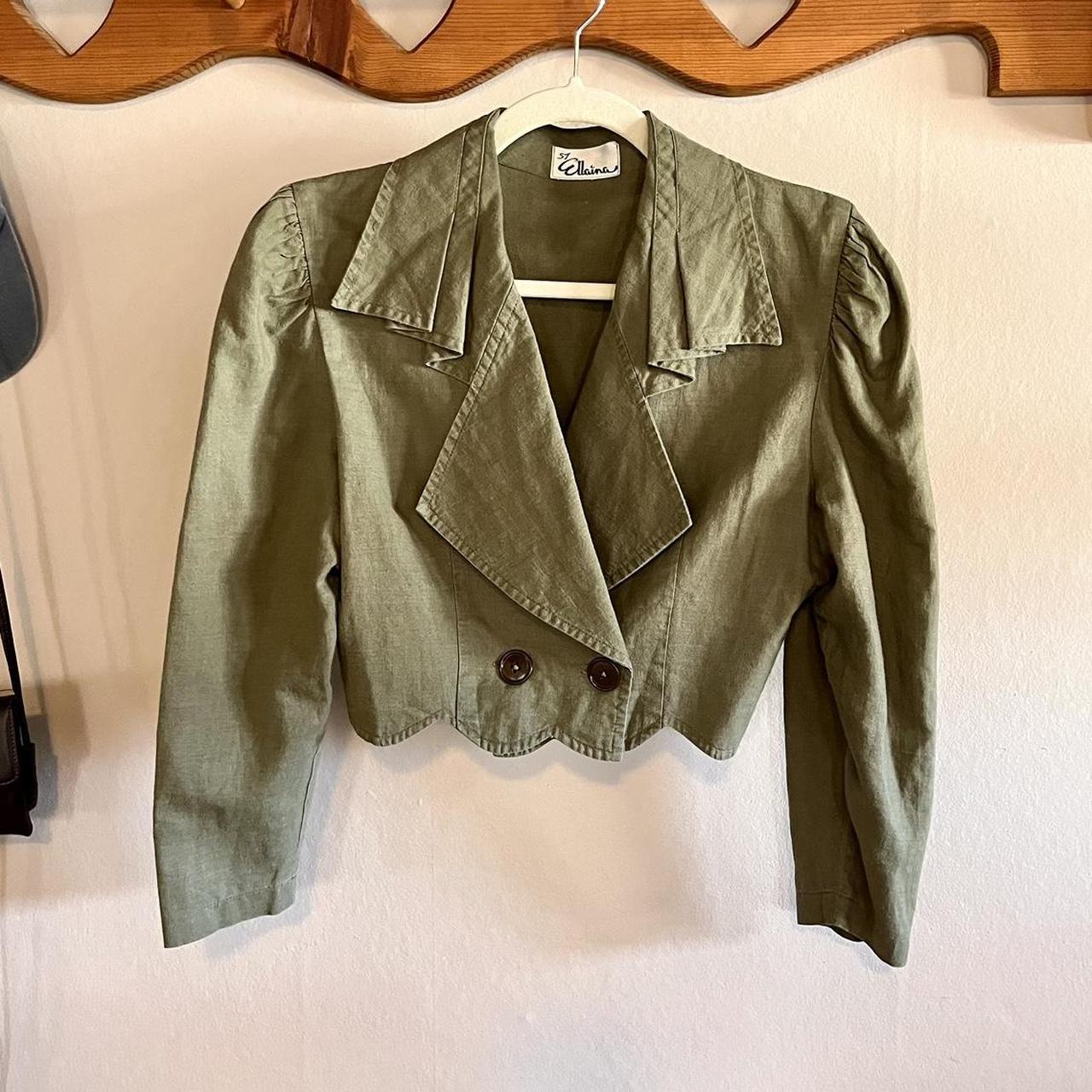 Vintage 1980s olive green cropped jacket Feels like... - Depop