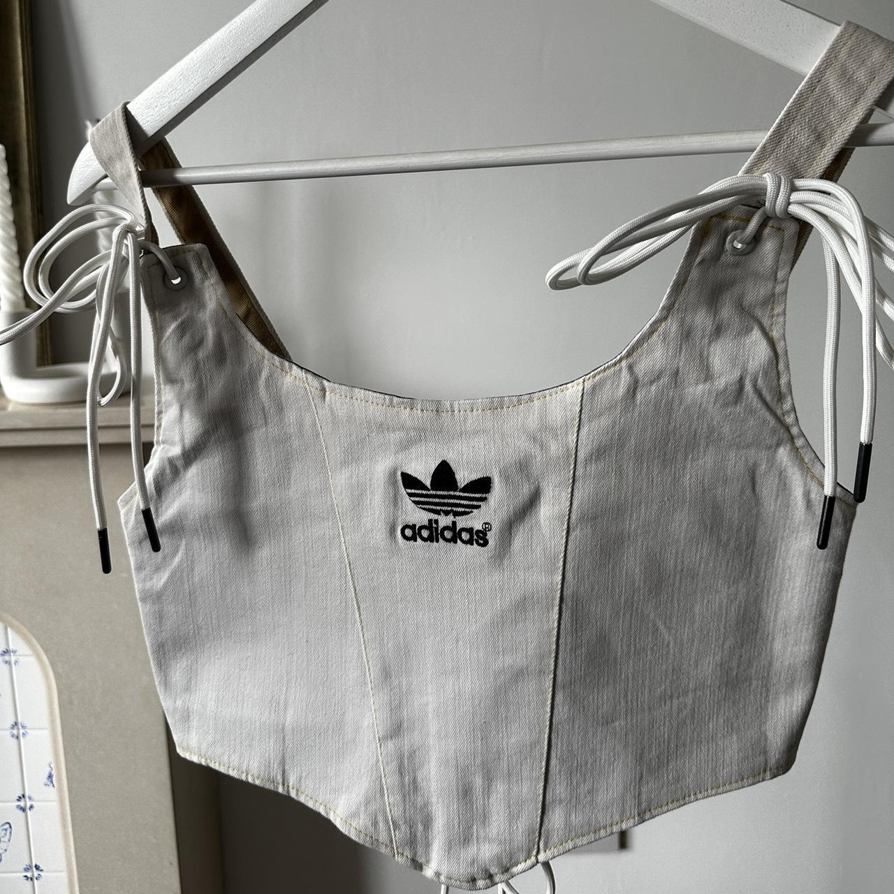 Adidas Originals cream and white corset top.... - Depop