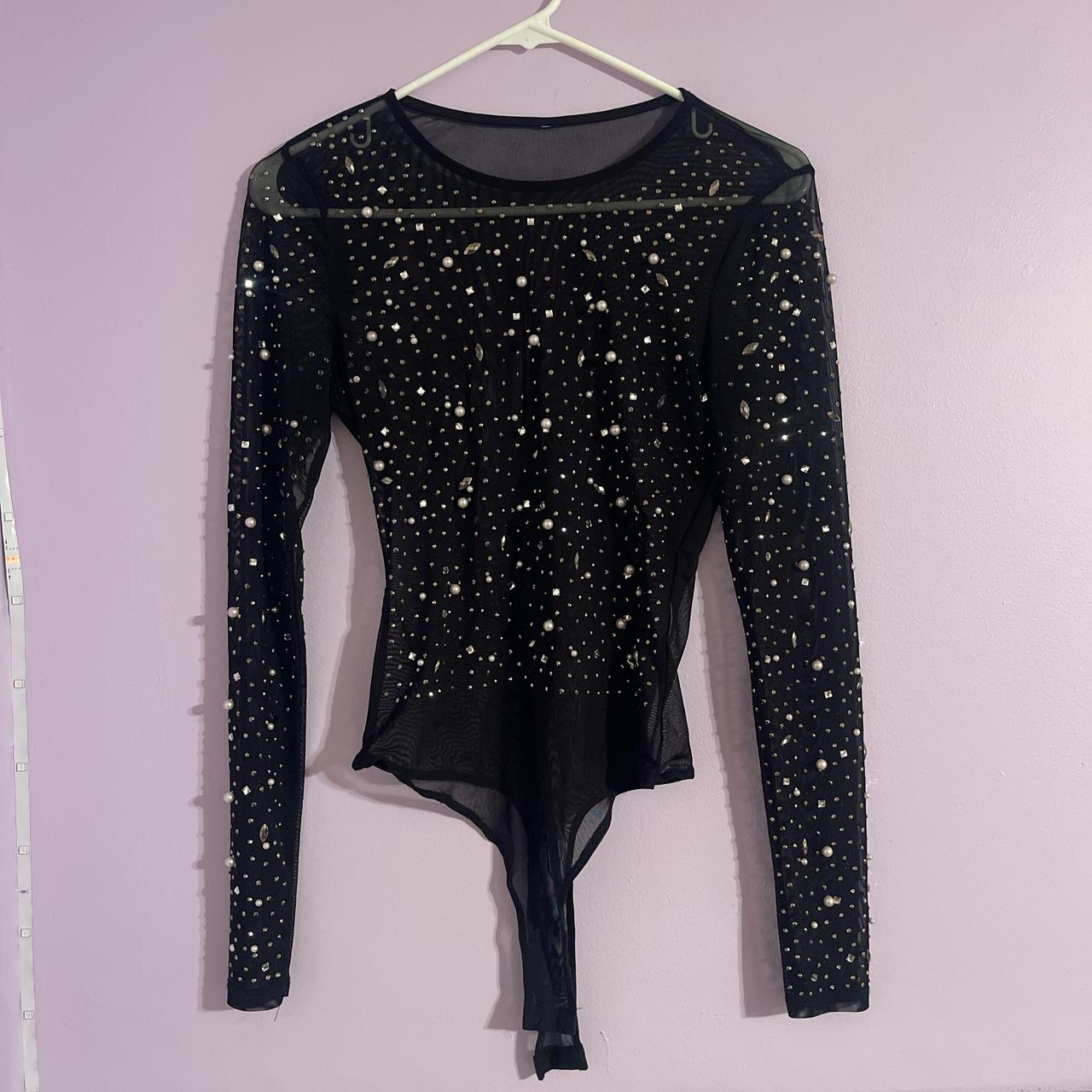 Women’s black mesh body suit. Front and sleeves... | Depop