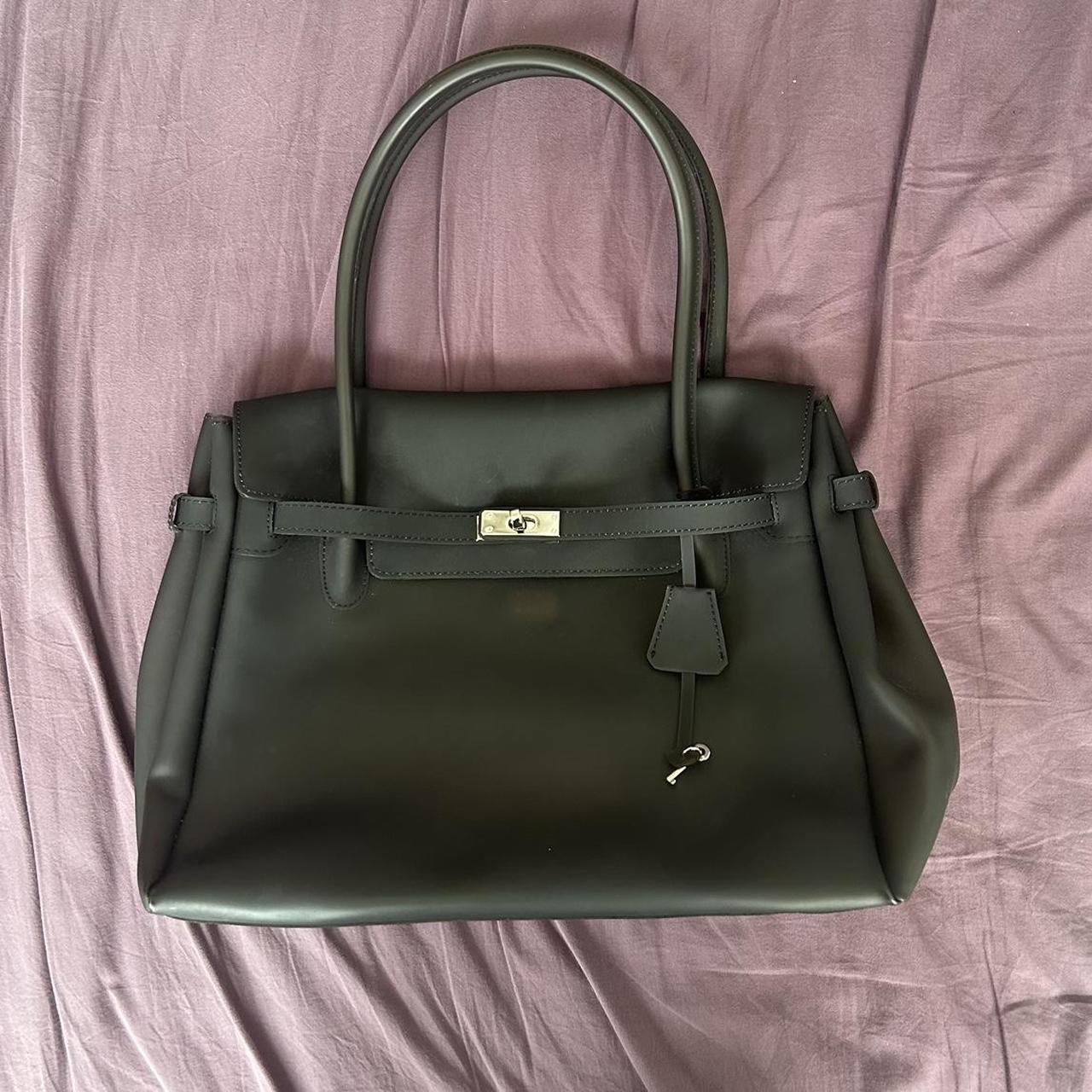 Vintage Besso black rubber hand bag - silver... - Depop