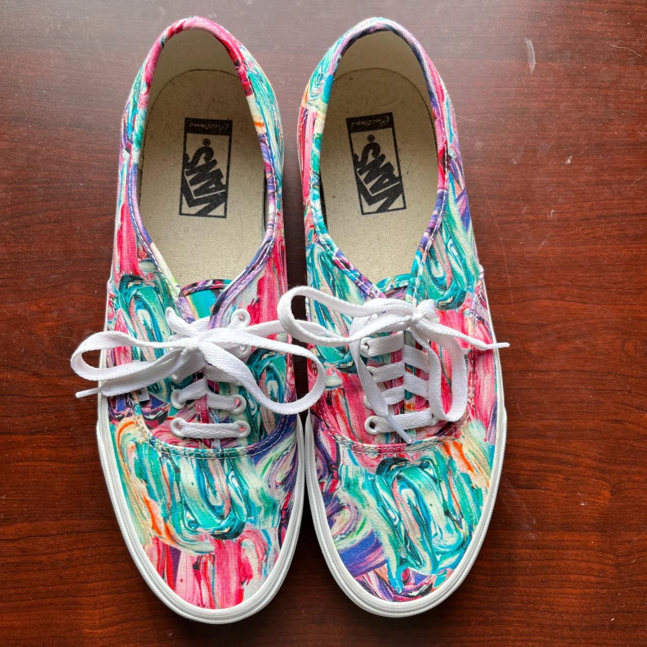 Custom Vans: Multi-Color Brush Stroke Pattern Size:... - Depop