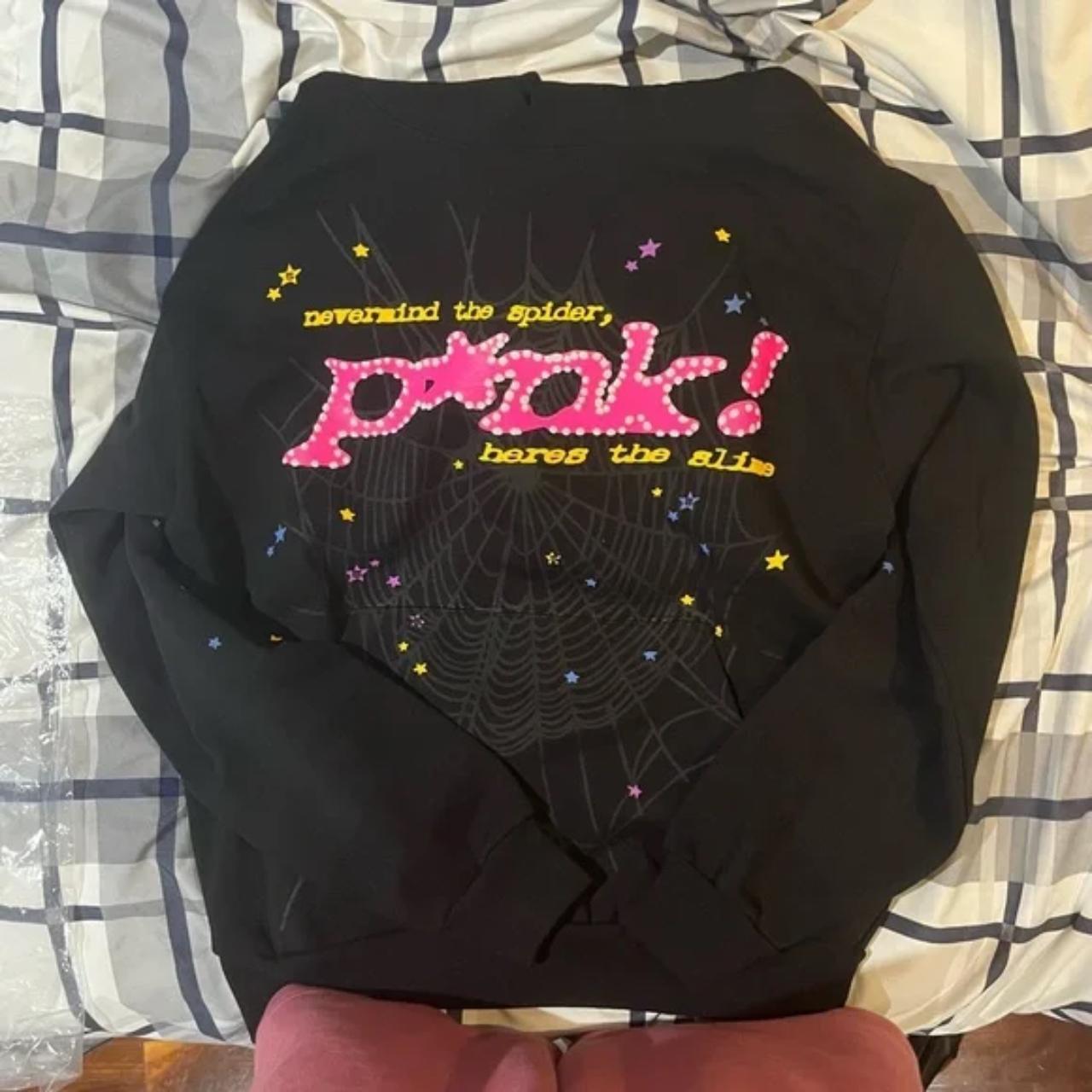 Med pink spider hoodie - Depop