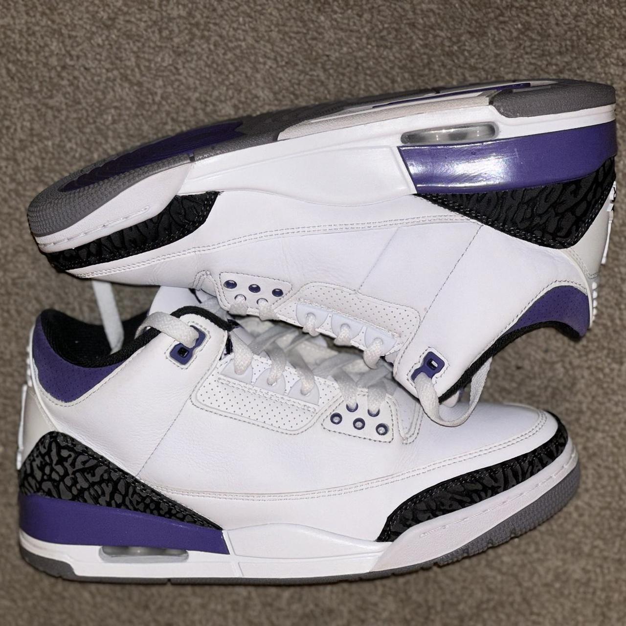 Jordan 3 purple & white - Depop