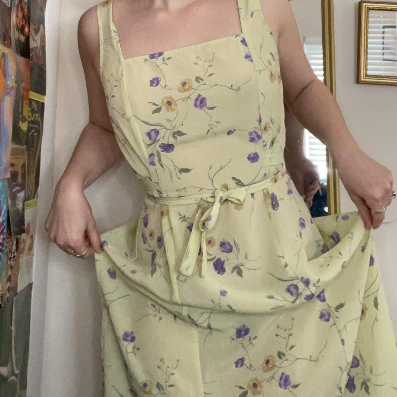 long yellow floral spring dress #spring #cottagecore... - Depop