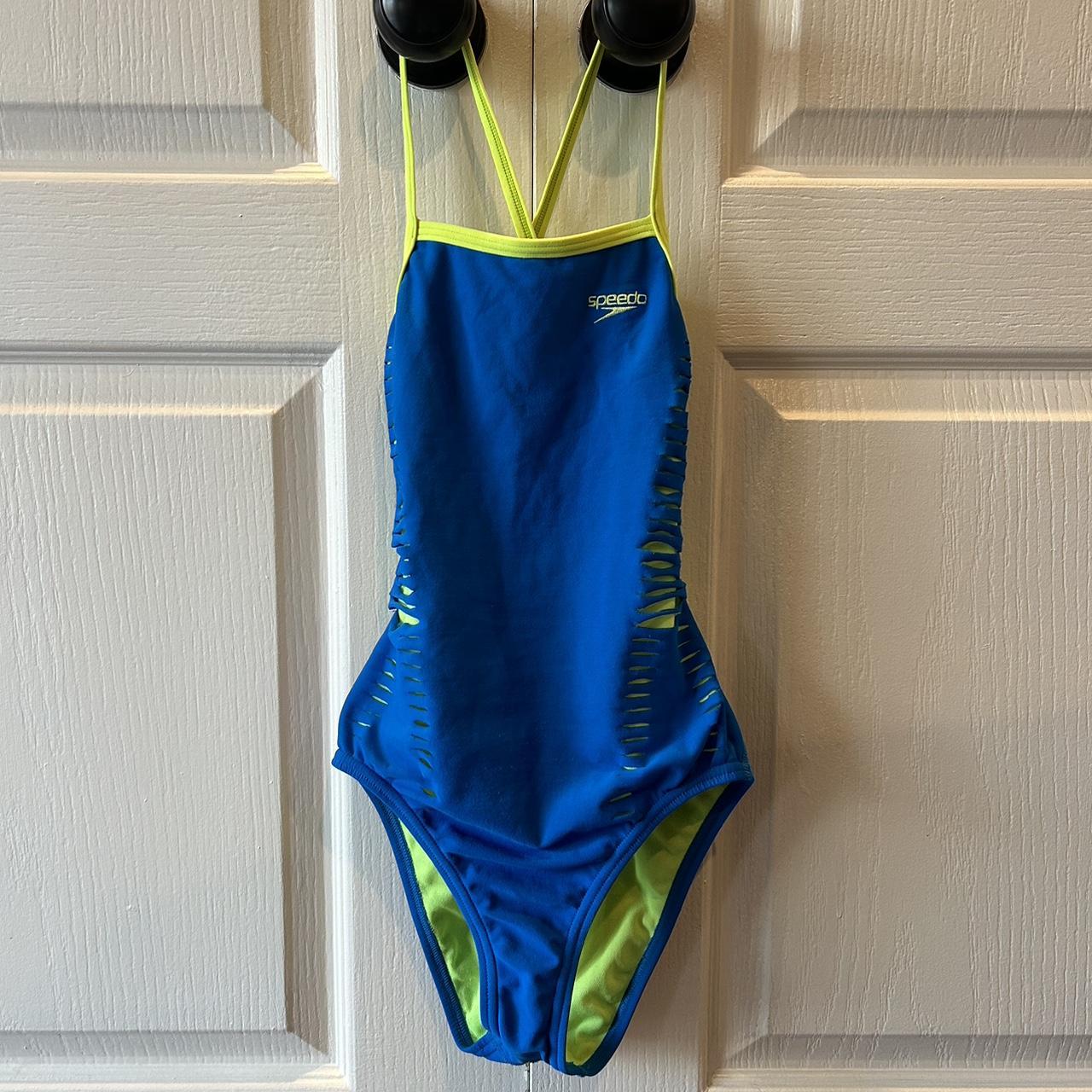 Blue and yellow Speedo swimsuit #swimwear Size: 26 - Depop