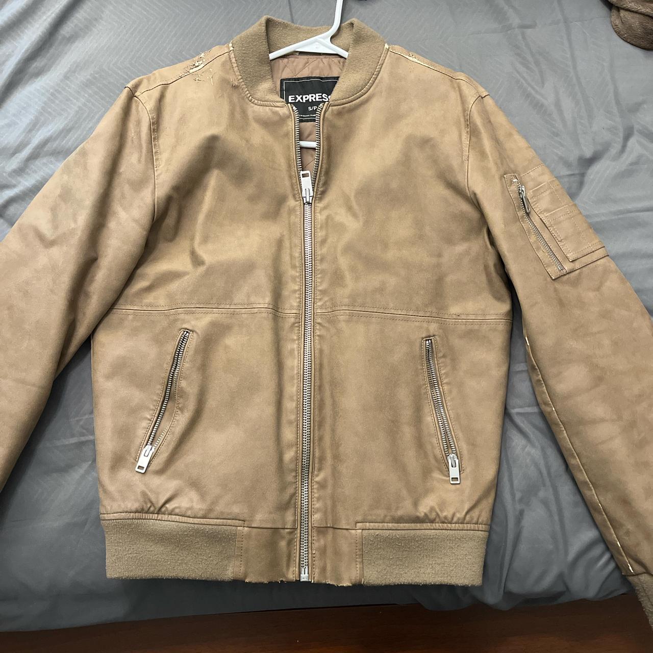 Mens Small Express Tan Suede Jacket - Depop