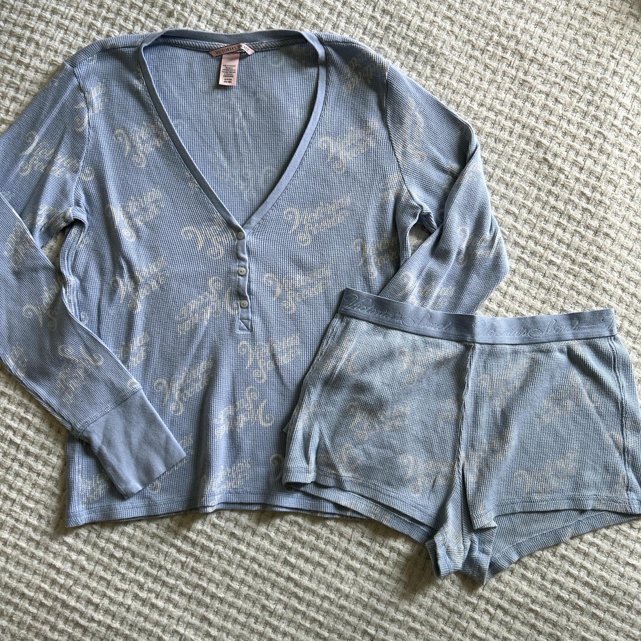 Baby Blue Victoria Secret Pajama Set Used and in... - Depop