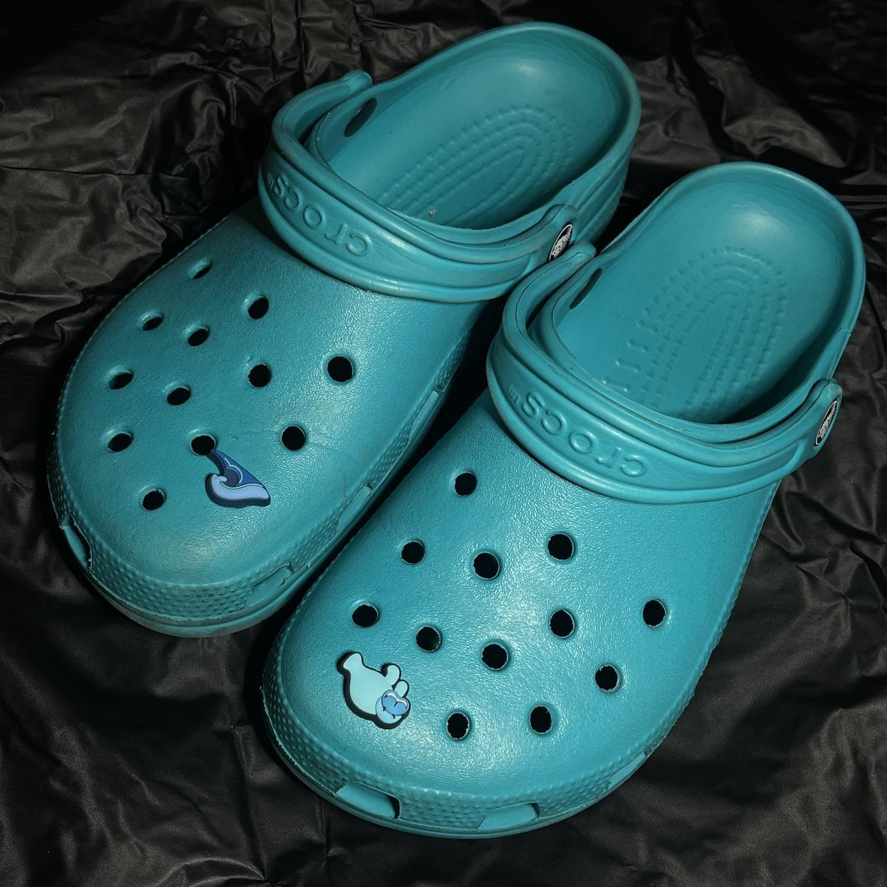 Teal Crocs Size: Women’s 8 Fairly good condition,... - Depop