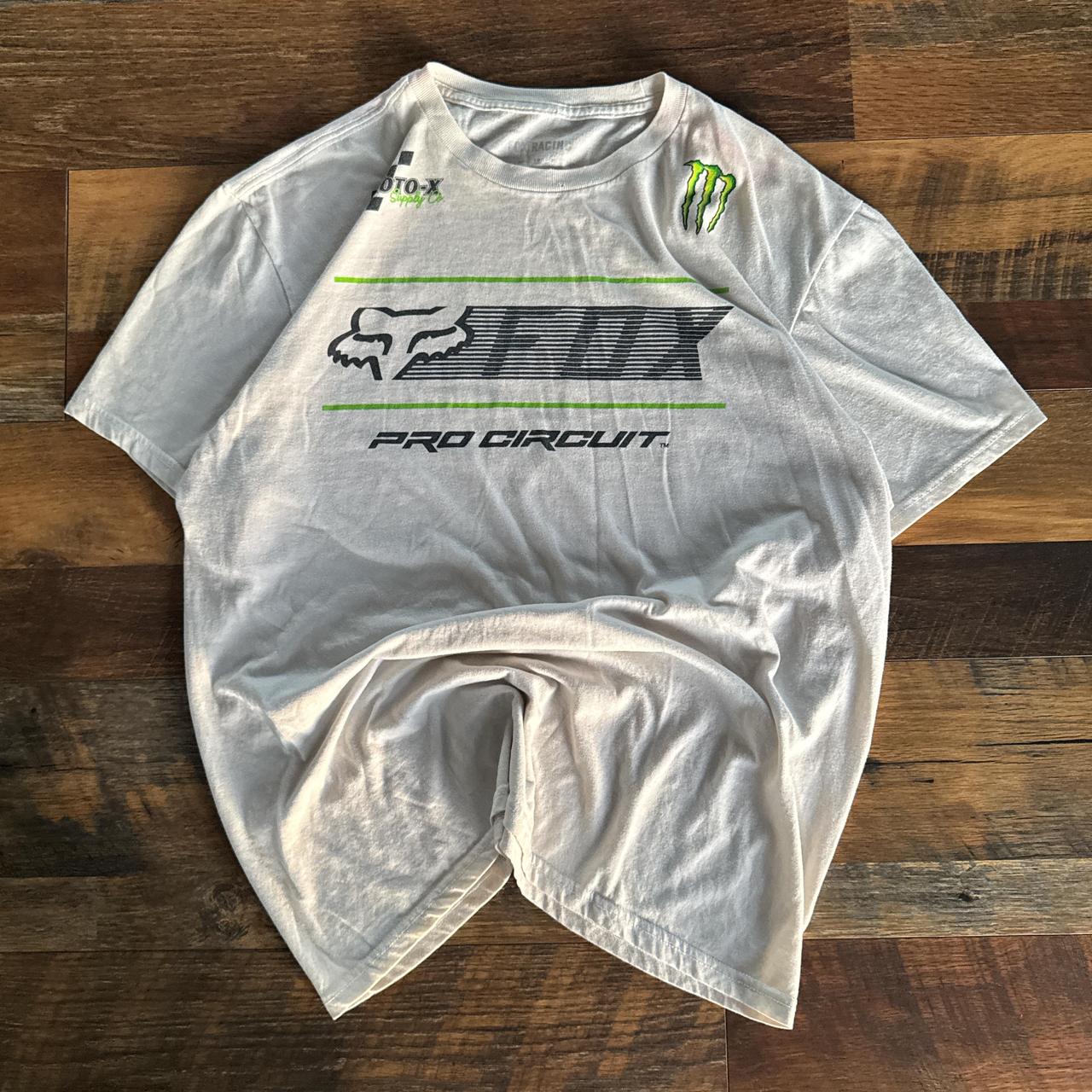 Y2K - Monster energy Fox Racing white and green... | Depop