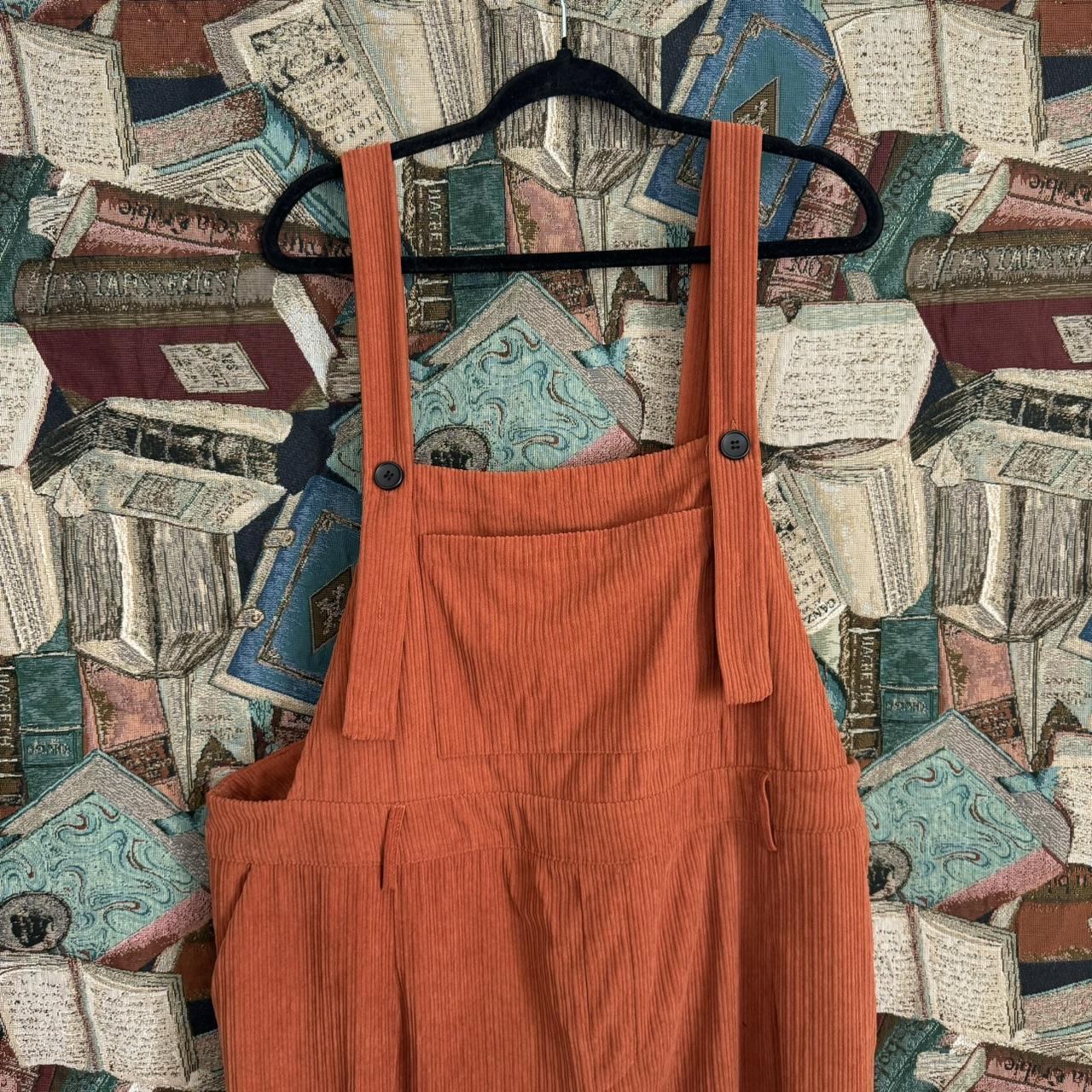 Orange corduroy wide leg overalls with pockets. the... - Depop