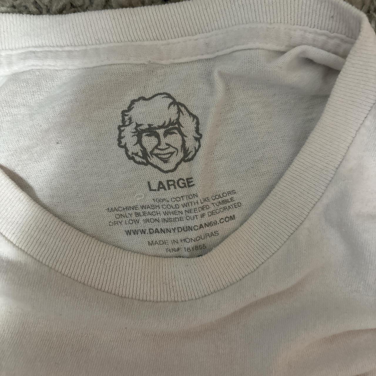 White Danny Duncan Shirt -worn once -like new -Large - Depop