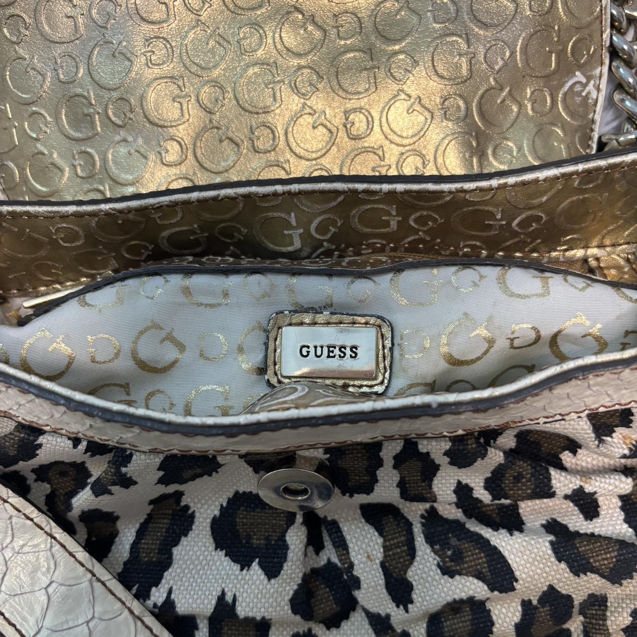 An authentic y2k Guess leopard print bag with metal... - Depop