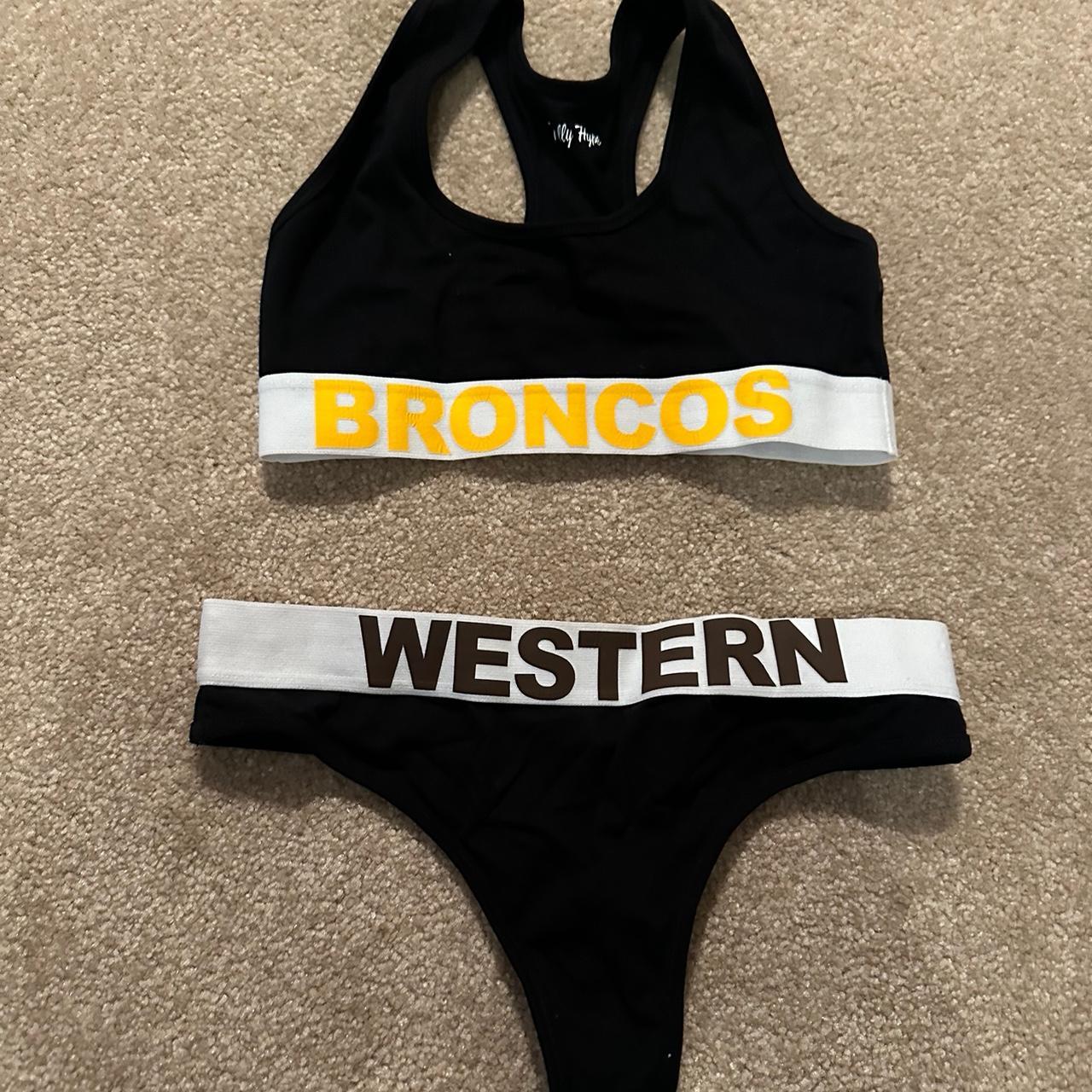 Black and yellow Western Michigan Broncos bra and... | Depop