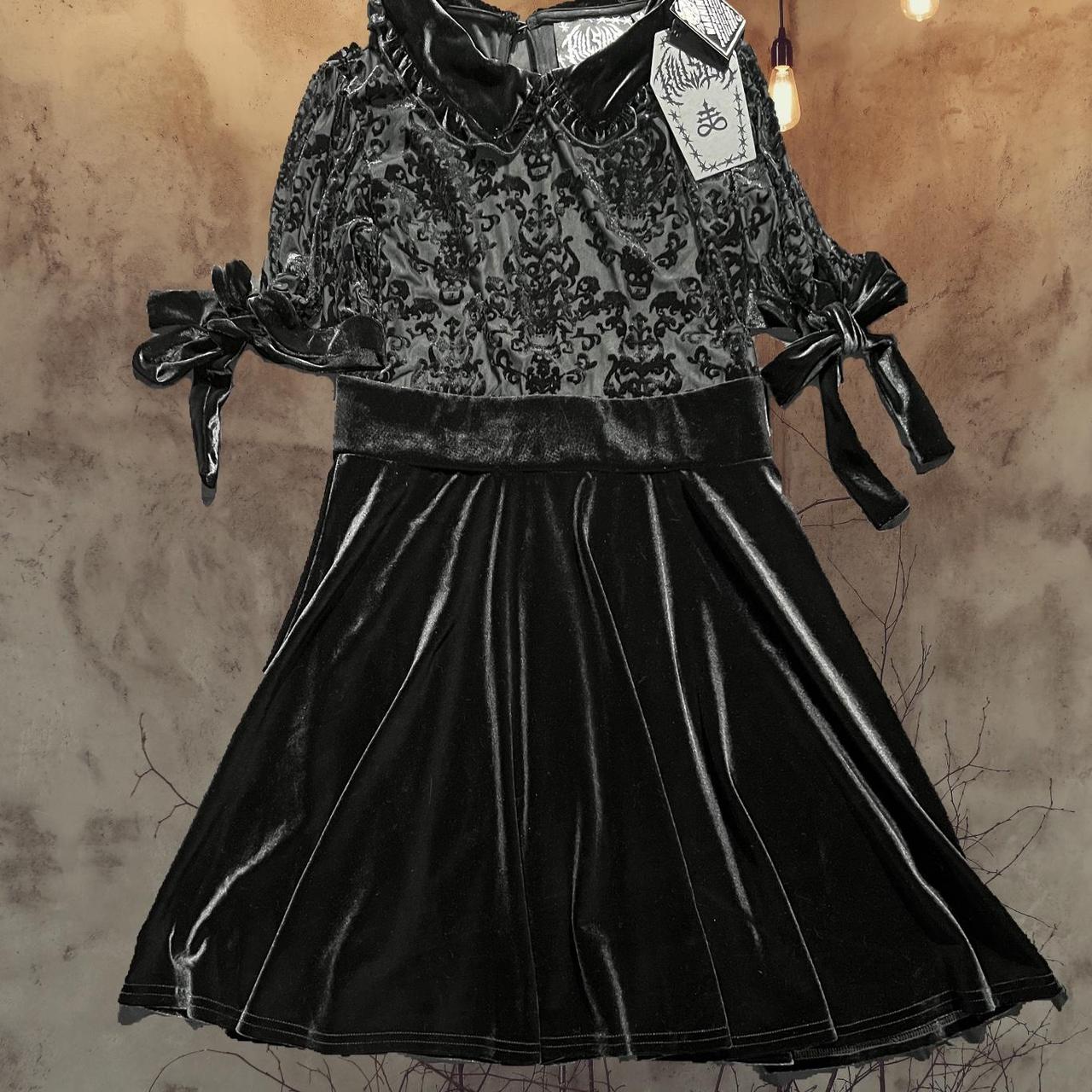 Black velvet Killstar dress with a gothic vibe.... - Depop