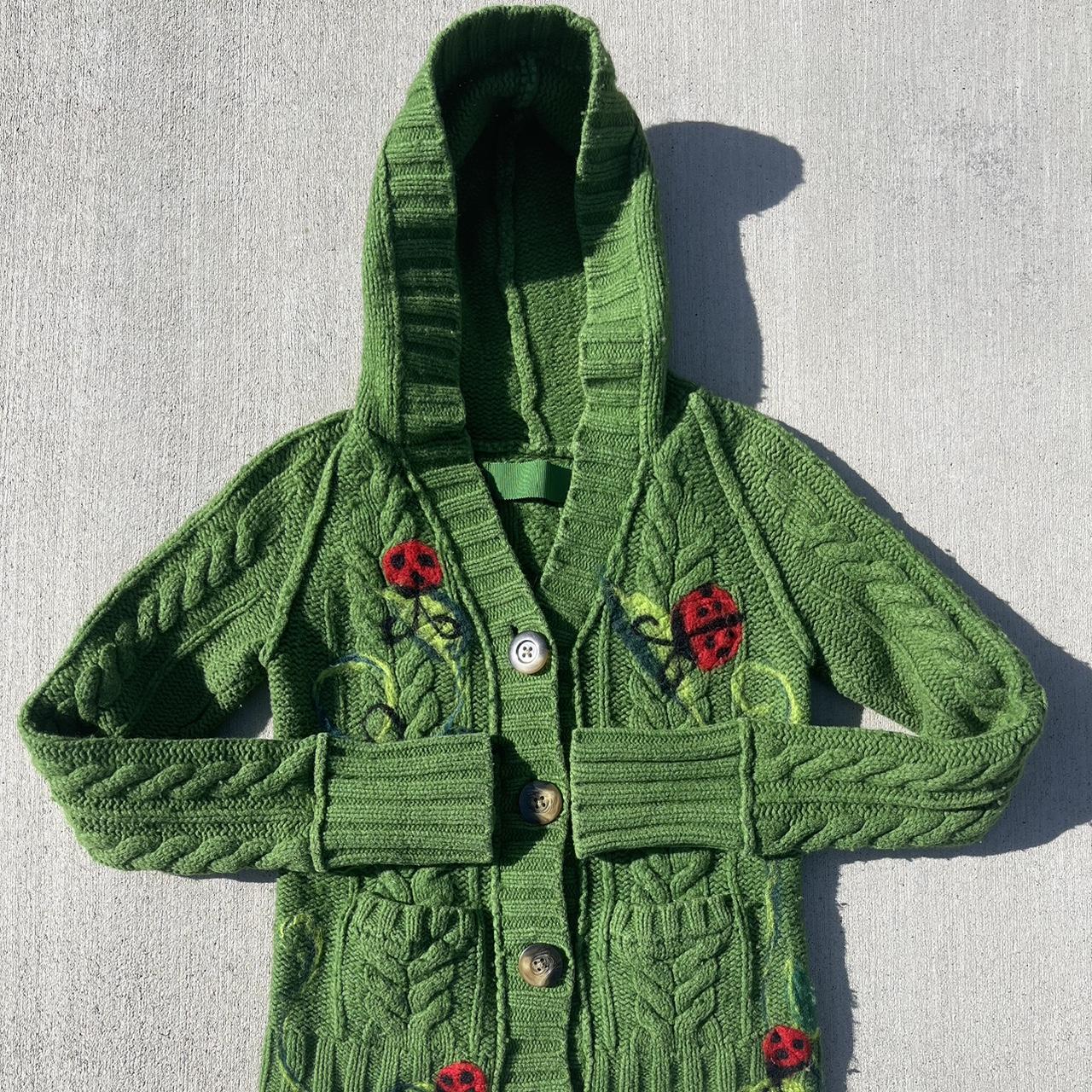 crazy handmade knit ladybug hoodie perfect... | Depop