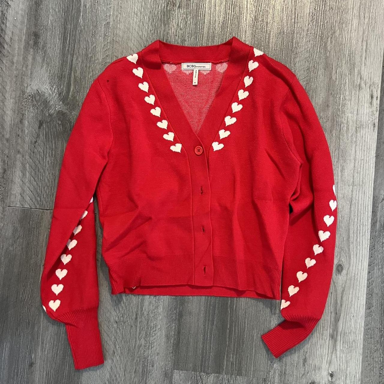 BCBG red heart sweater - Depop