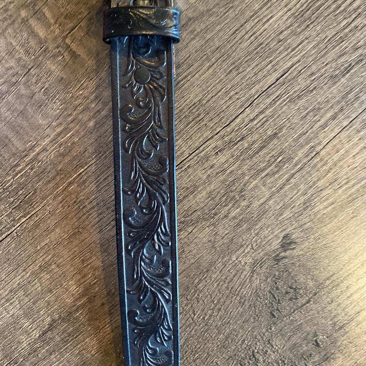 Youth belt, almost 34 inches end to end, longhorn... - Depop