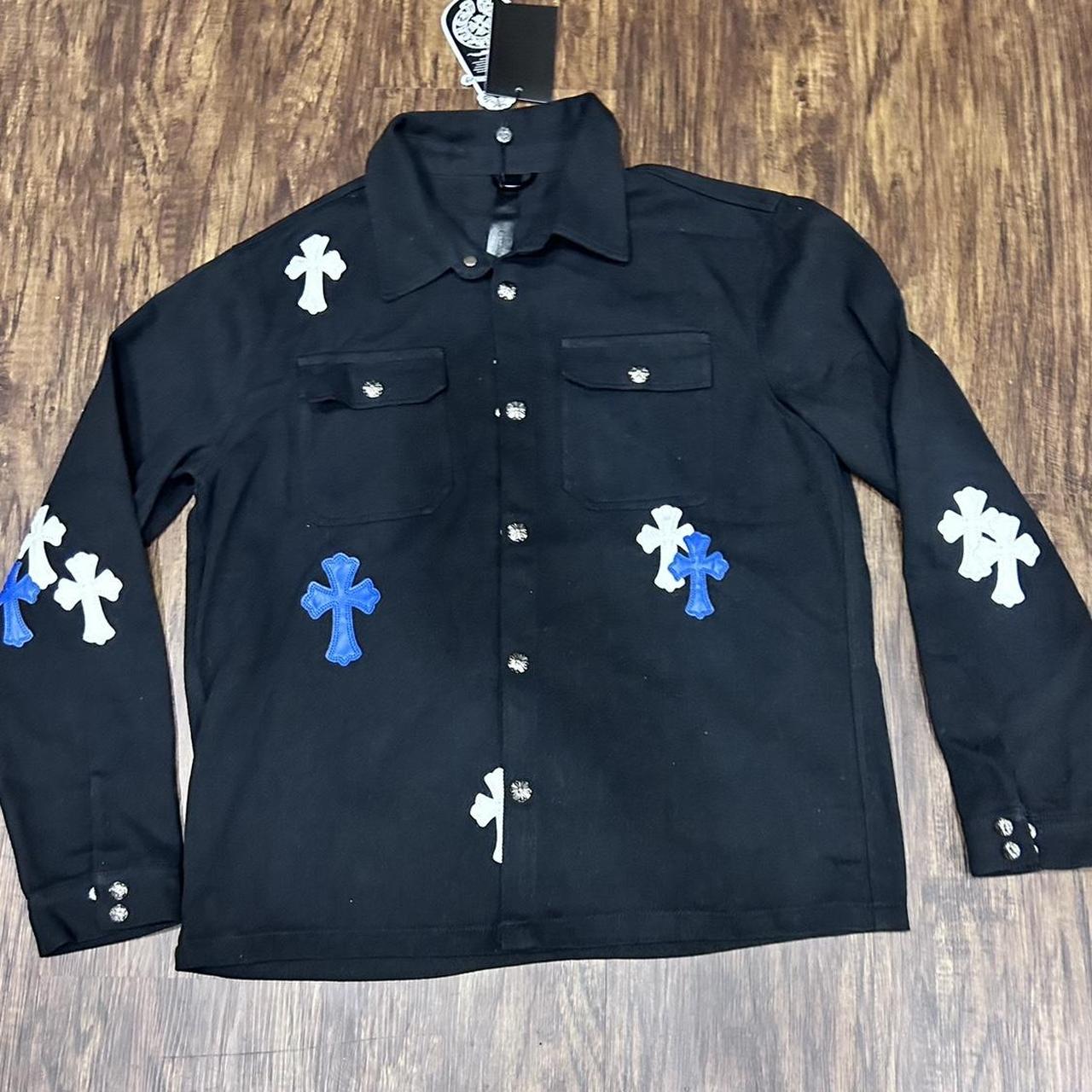 Chrome heart jean jacket - Depop