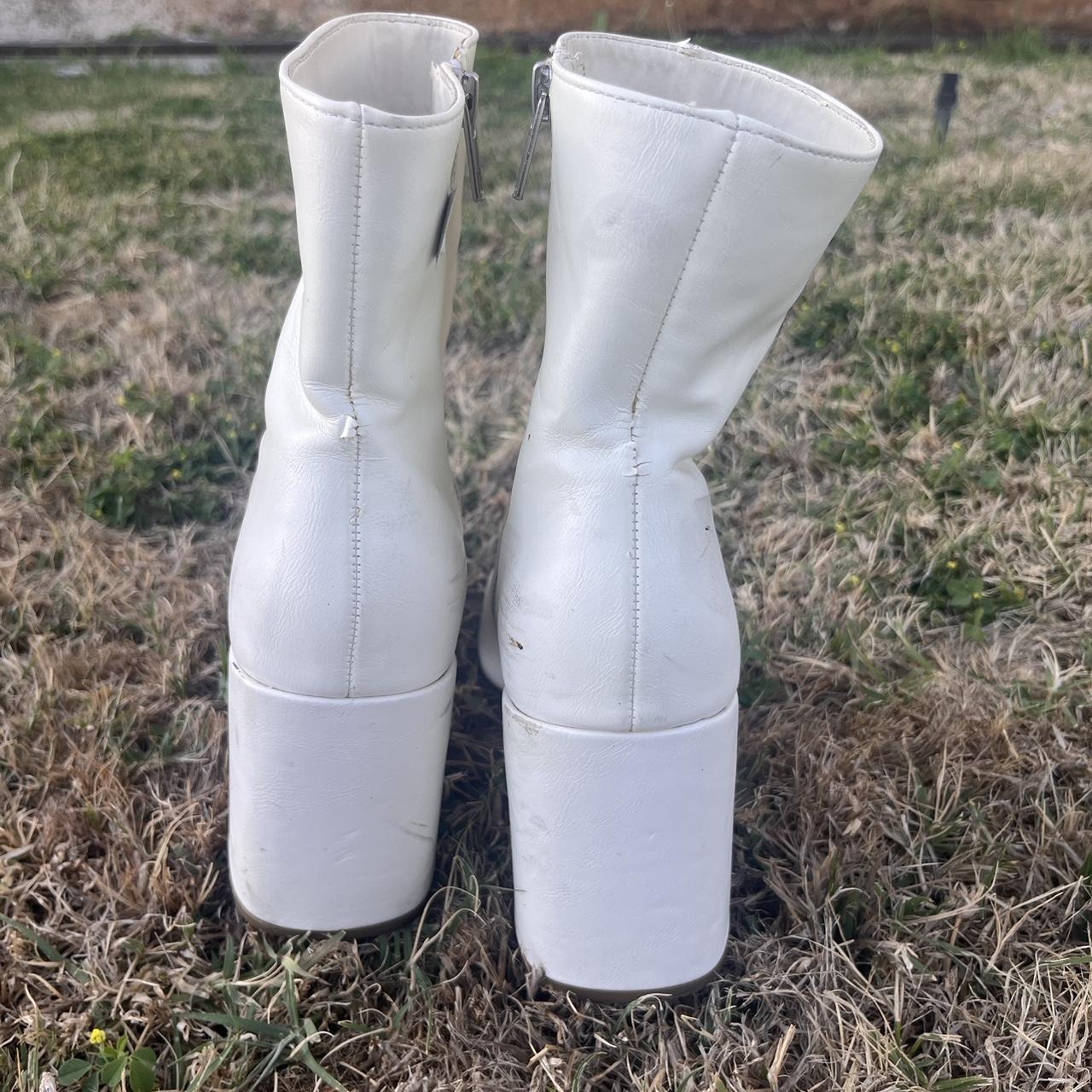 White pleather heeled ankle boots Great for dancing... - Depop