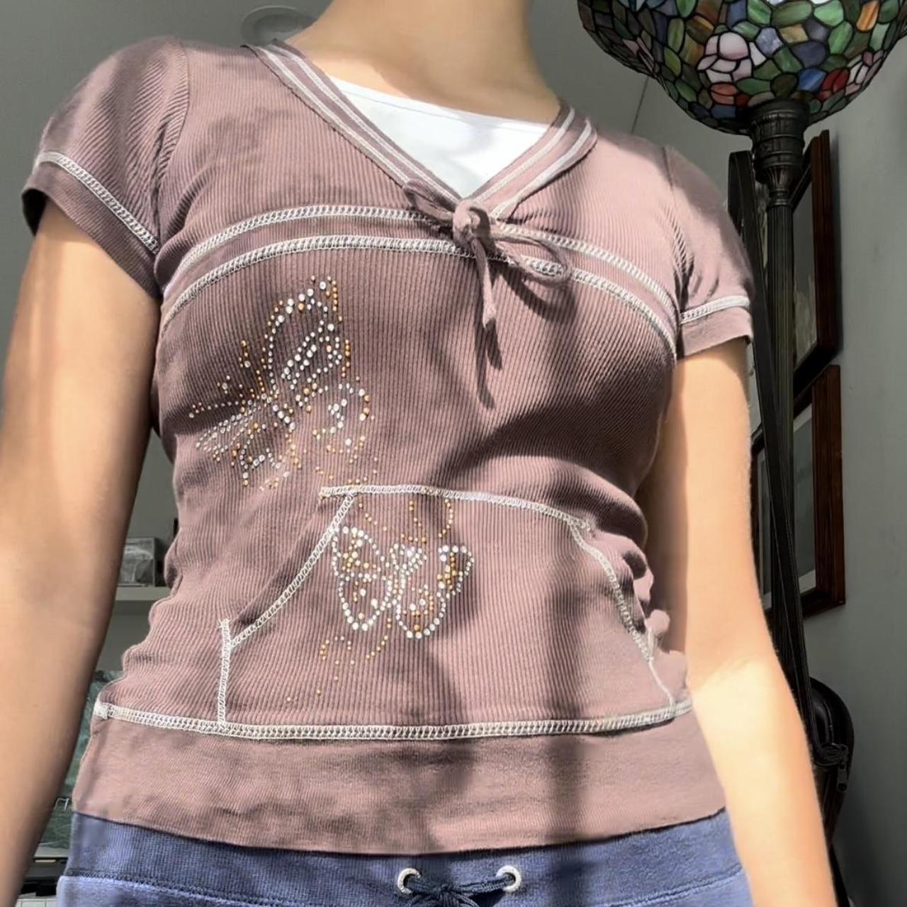 Super cute early 2000’s brown top Women’s S - Depop
