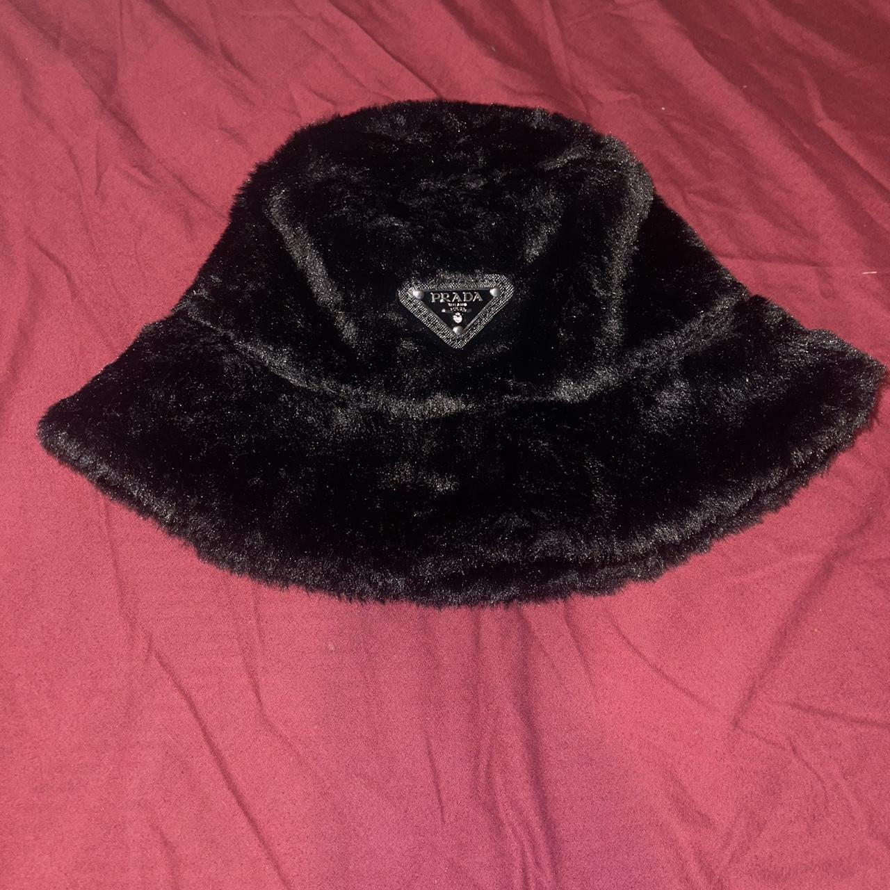 Prada Black Faux Fur Bucket Hat - Pre Owned - Depop