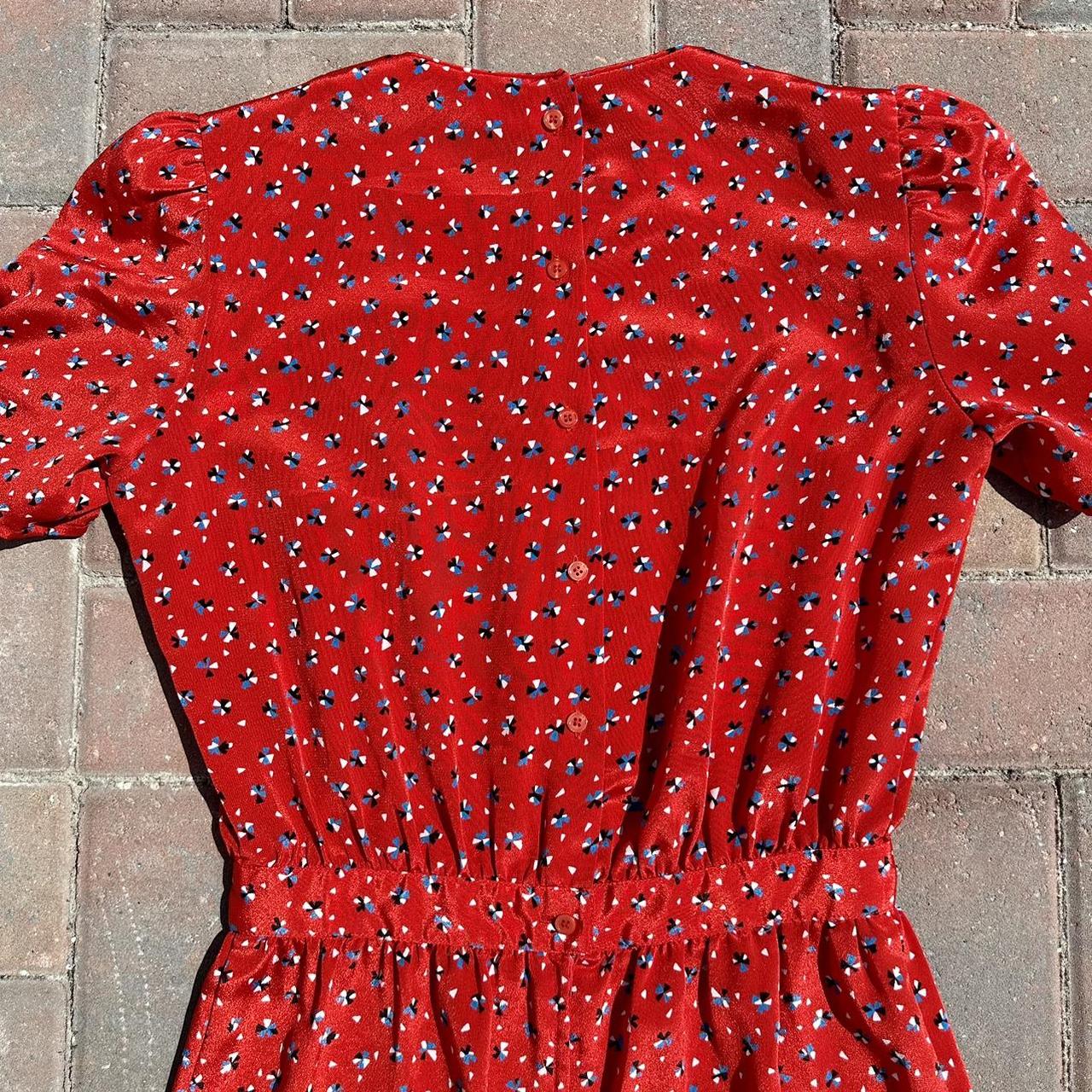 vintage 80s 90s red patterned dress by m.e. ii by... - Depop