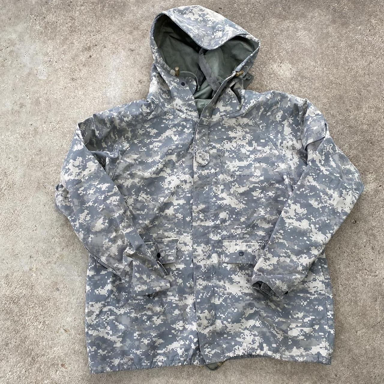 Large army hooded camo jacket, crazy details on it,... | Depop