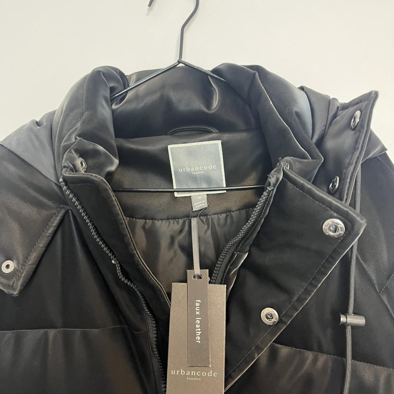 ASOS Urbancode longline puffer coat in black leather... - Depop
