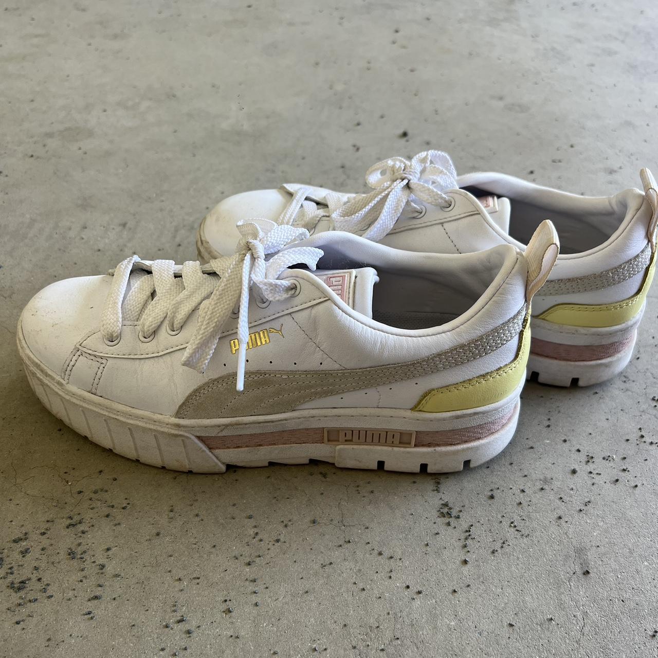 White Puma platform shoes - women’s size US9 worn... - Depop