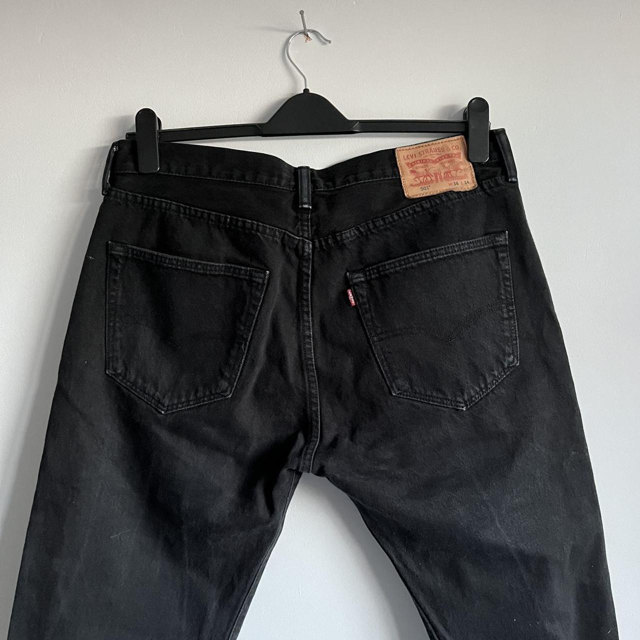 Levi black vintage 501s straight leg jeans Waist... - Depop