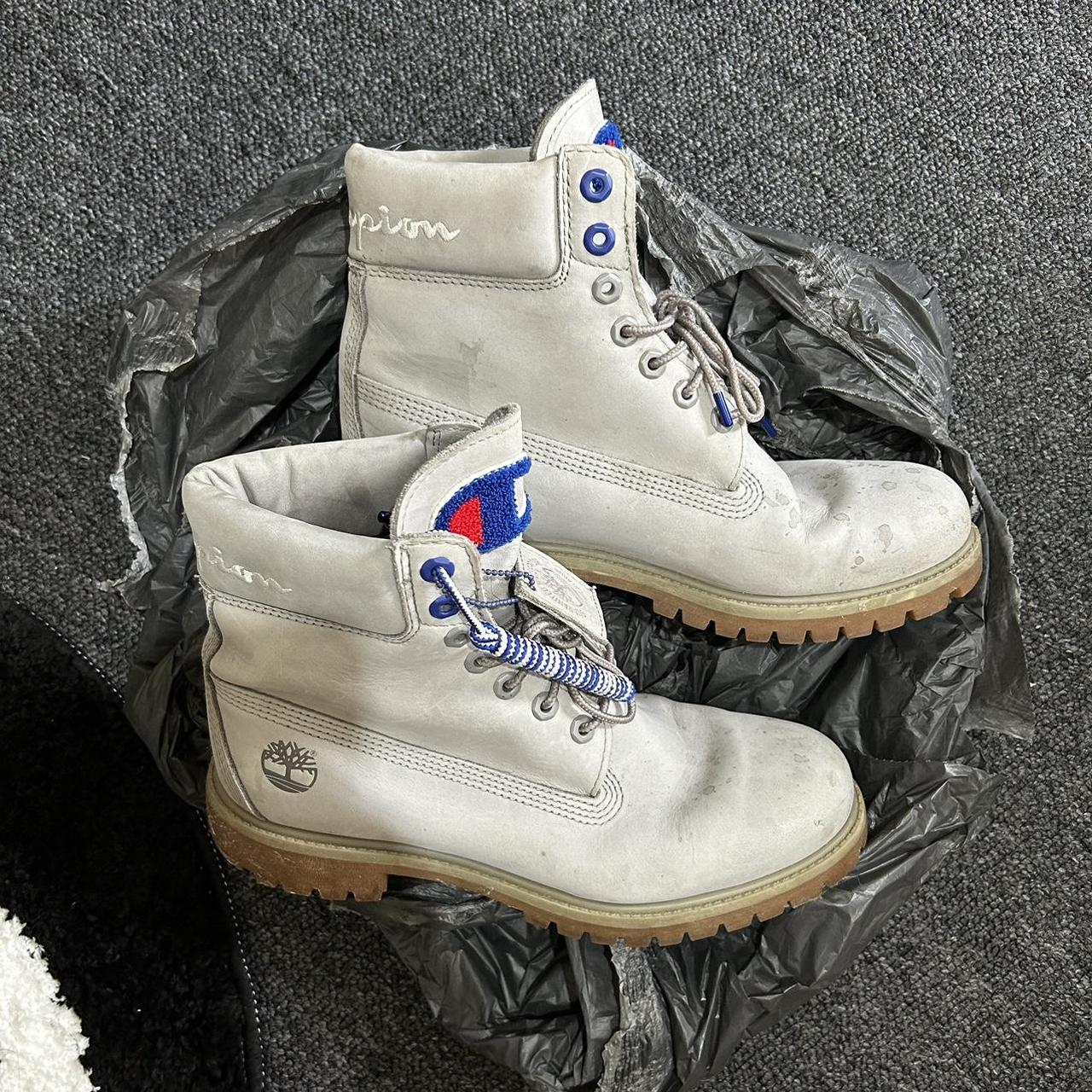 Timberland X Champion Grey Nubuck 6 Inch Premium... - Depop