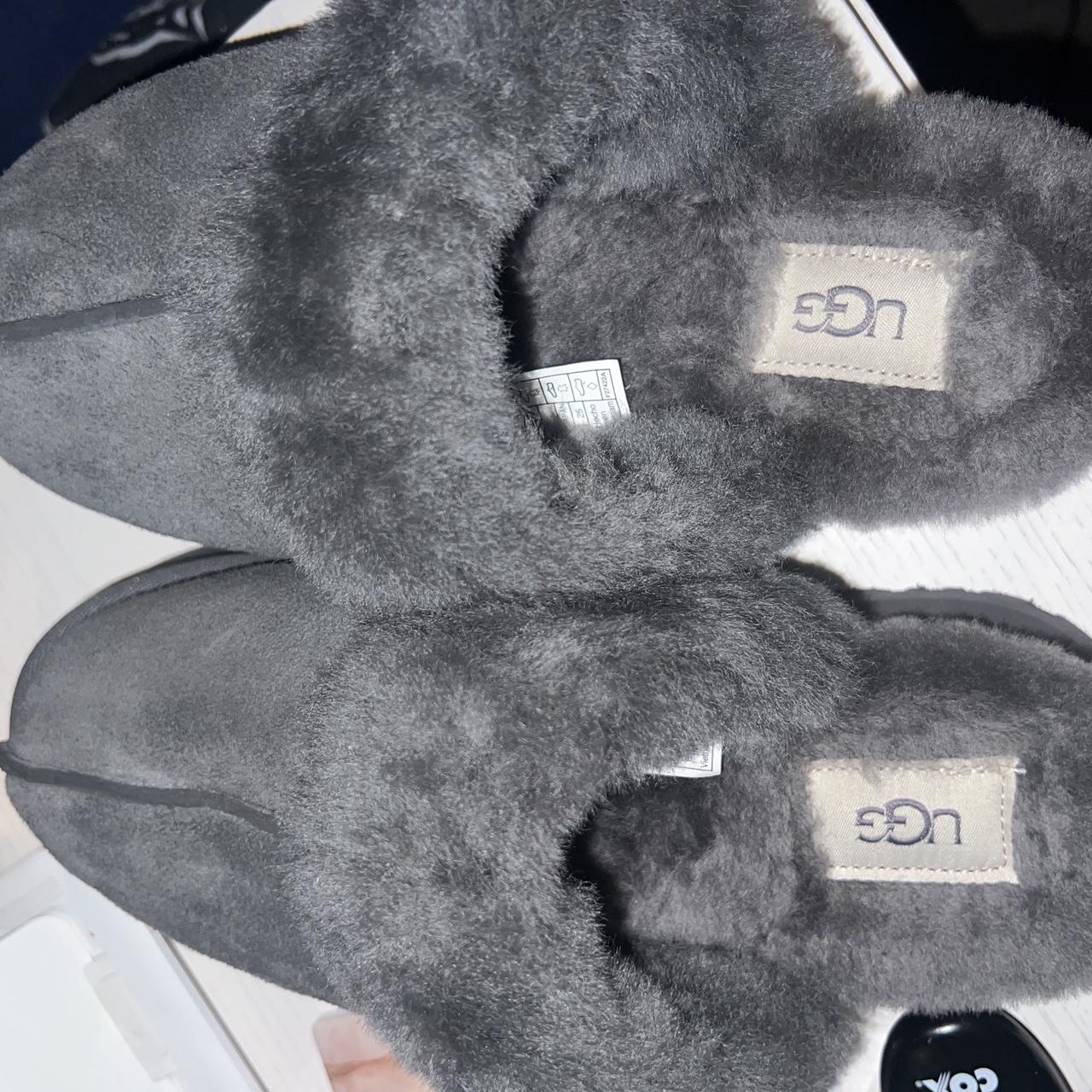 Platform grey ugg slippers - Depop