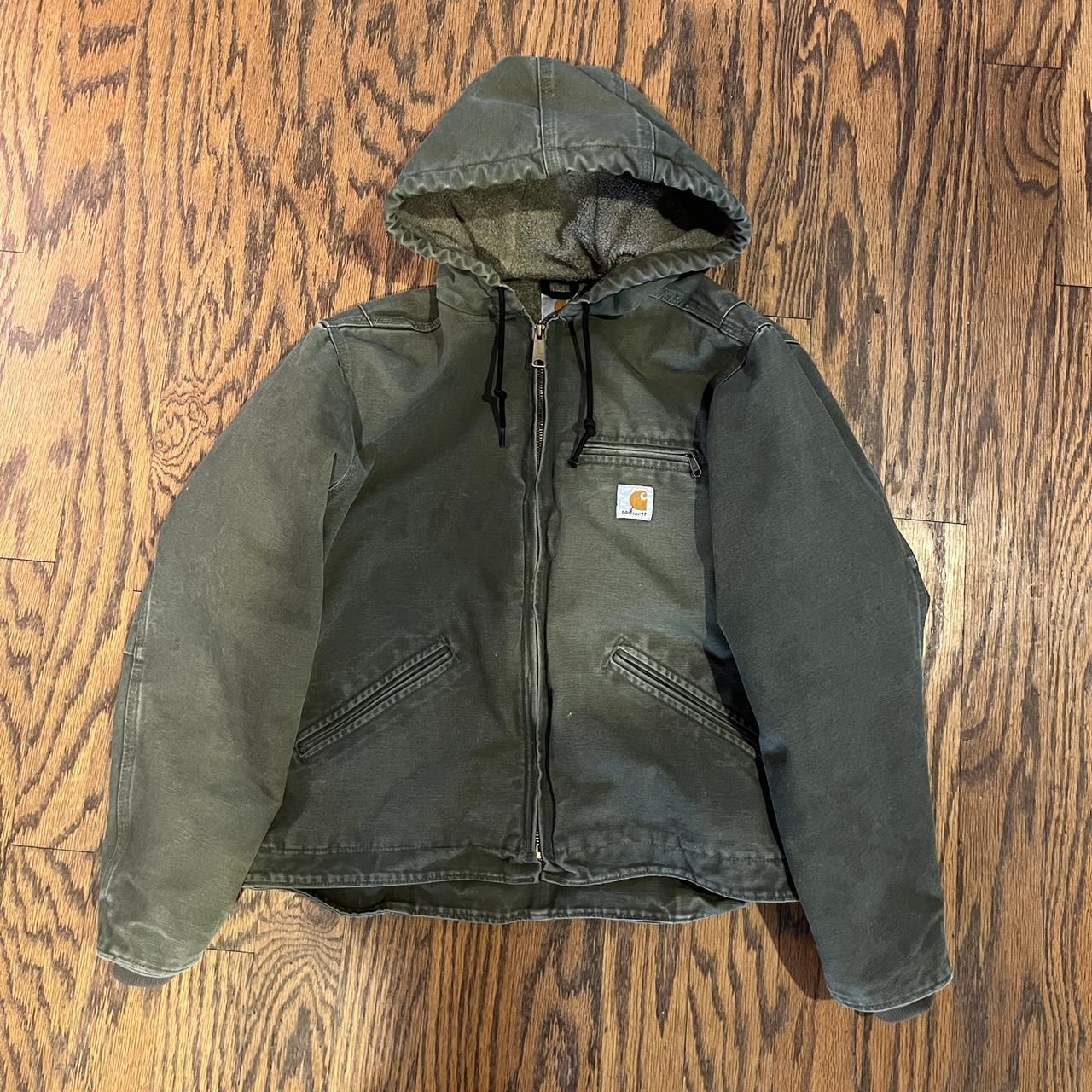 Vintage Carhartt Green Faded Work Jacket Perfect... - Depop