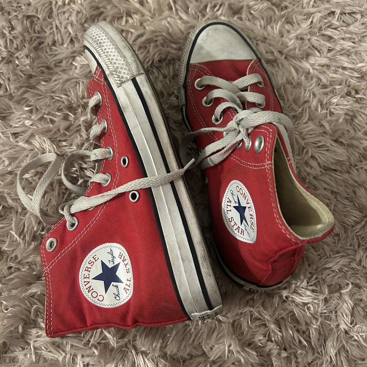 Red converse! Worn a couple times! Size 7 in womens!! - Depop