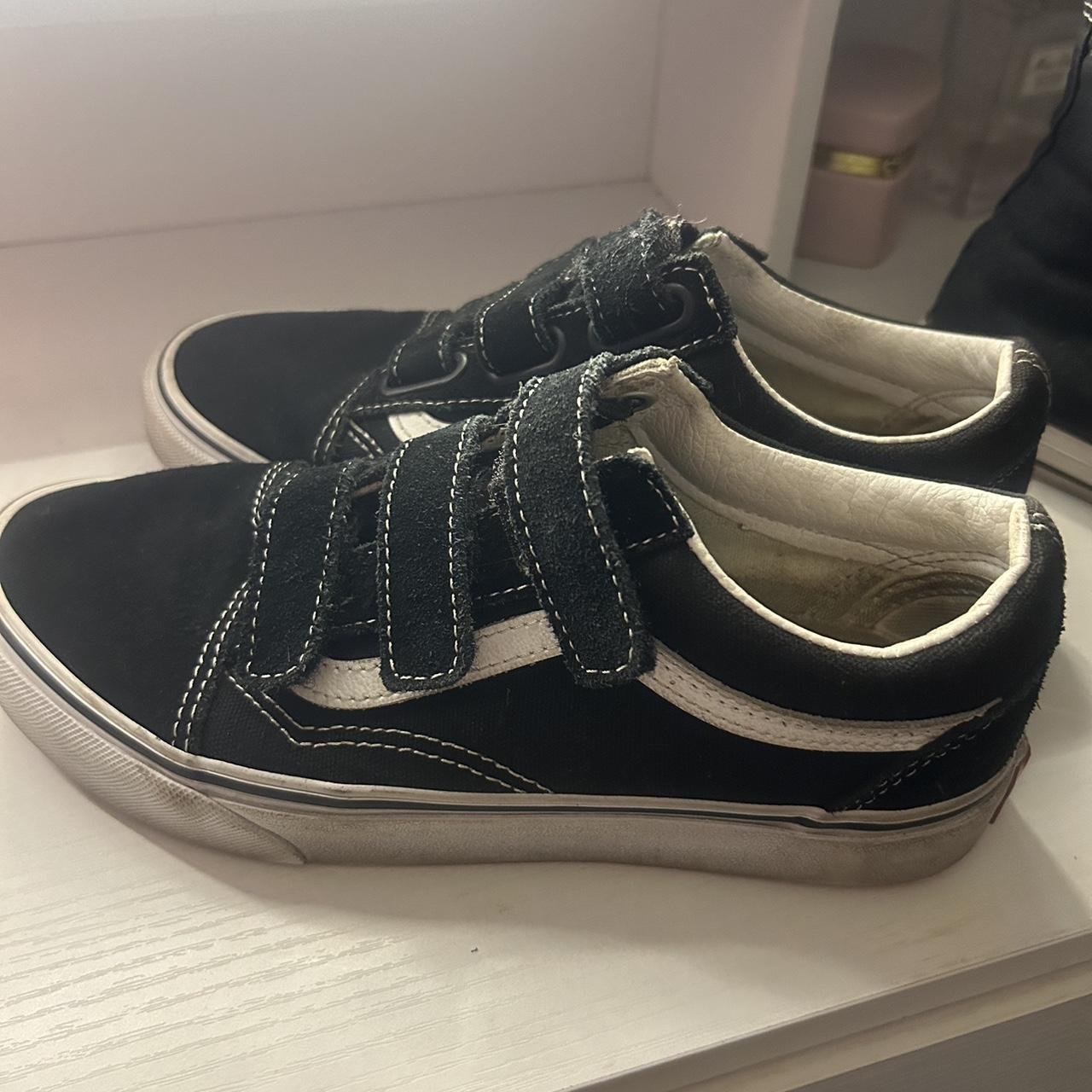Old Skool Velcro Vans. Size 7 in womens - Depop