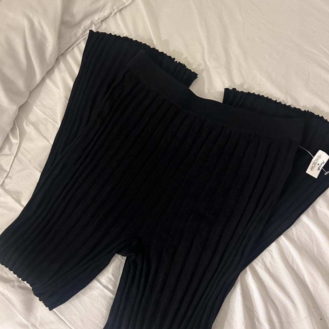 Black ribbed pants!! So comfy and stretchy and never... - Depop